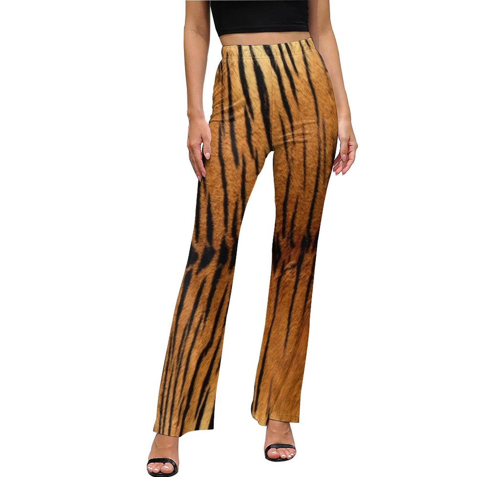 Tiger Skin Texture High Waisted Casual Flared Trousers Summer Home ...