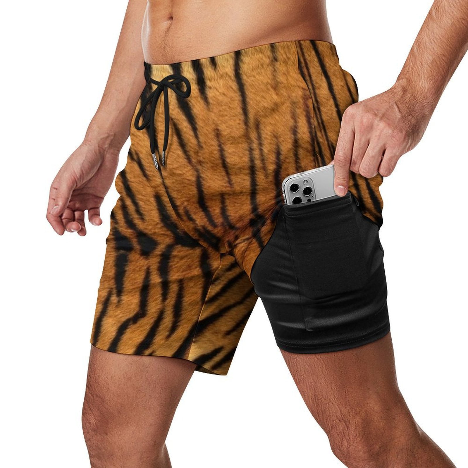 Tiger Skin Texture Quick Dry Swimming Shorts For Men Swimwear Swimsuit ...