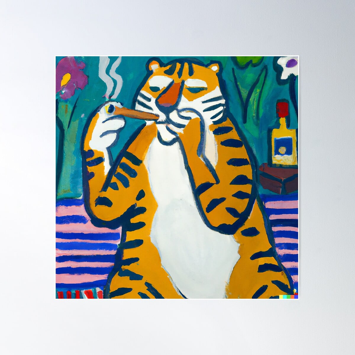 Tiger Smoking A Cigar Poster Wall Art, Modern Wall Decor For Living ...