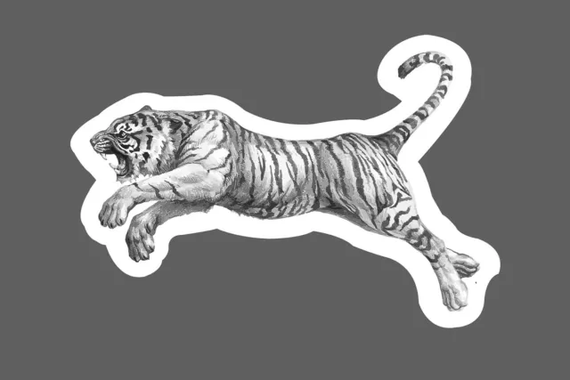 Tiger Sticker Attack Leap Waterproof Sticker Phone Decal Water Bottle ...