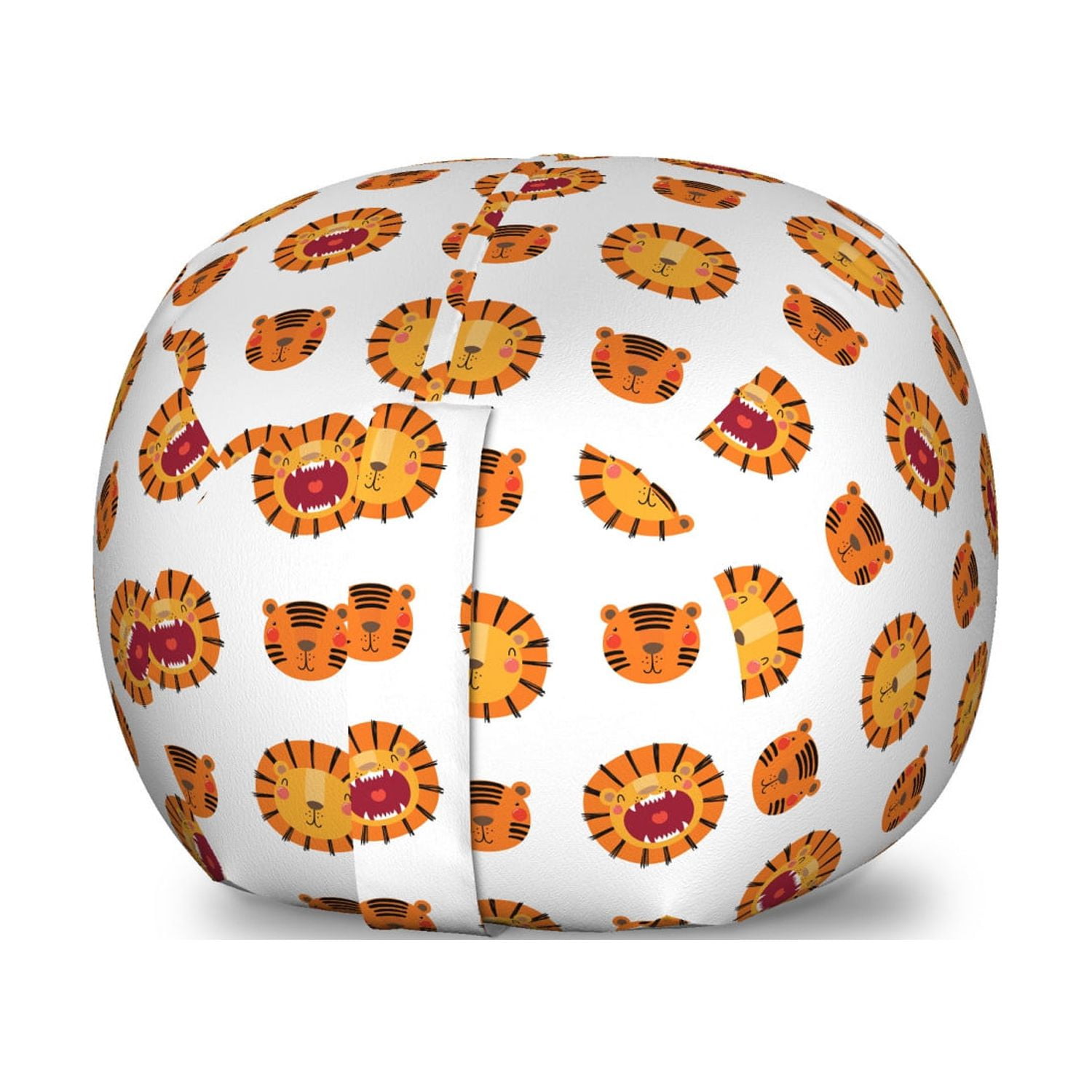 Tiger Storage Toy Bag Chair, Repeated Rounded Forms Jungle Tiger Lion ...