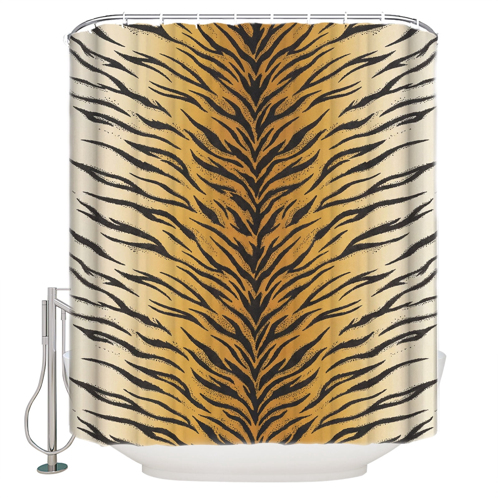 Tiger Stripe Bathroom Shower Curtains with 12 Hooks Polyester ...