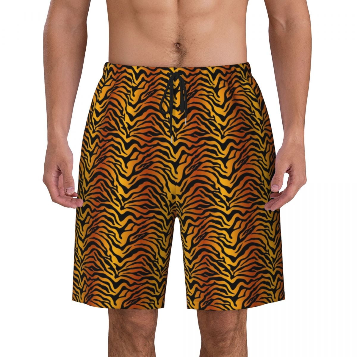 Tiger Stripe Print Board Shorts Summer Hip Hop Fashion Hawaii Beach ...