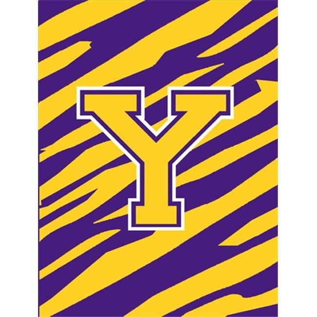 Tiger Stripe Purple Gold Letter Y Monogram Initial Flag Canvas House ...