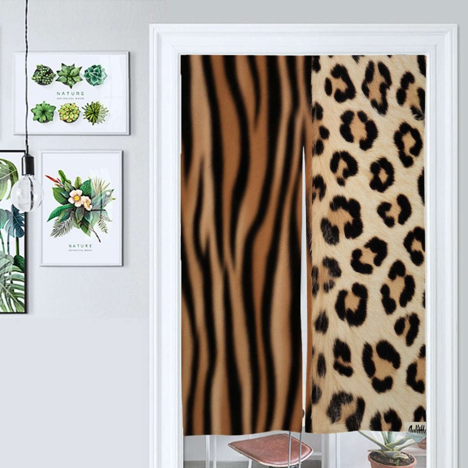 Tiger Stripes Leopard Spots Fabric Blend Door Curtain Nordic Living ...