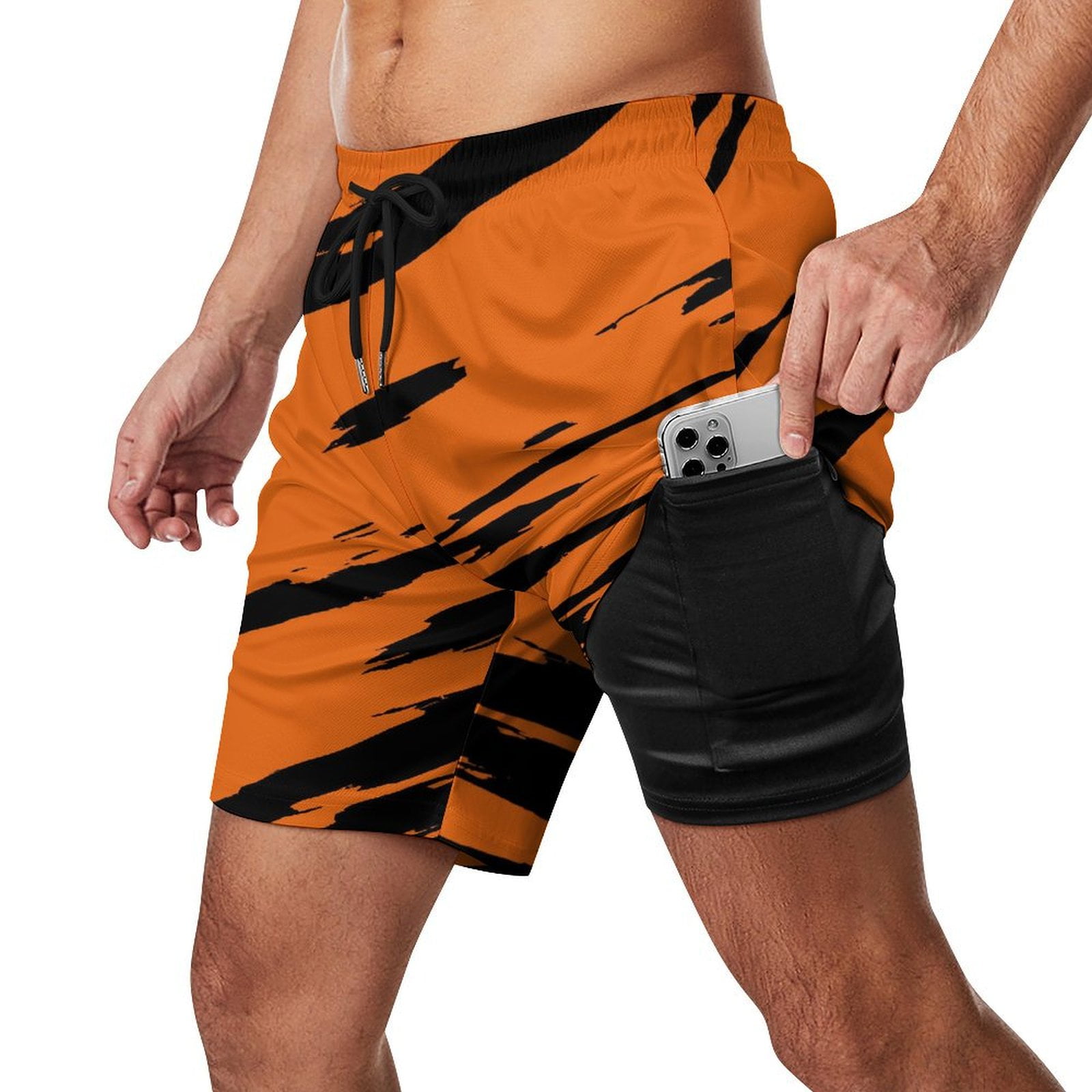 Tiger Stripes Pattern Quick Dry Swimming Shorts For Men Swimwear ...