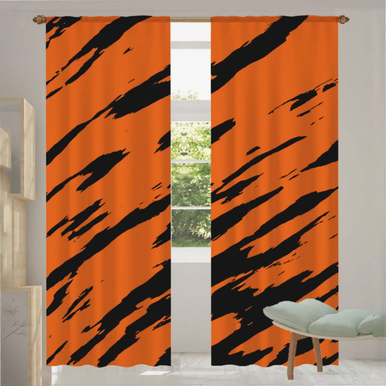 Tiger Stripes Pattern Window Tulle Curtains for Living Room Kitchen ...