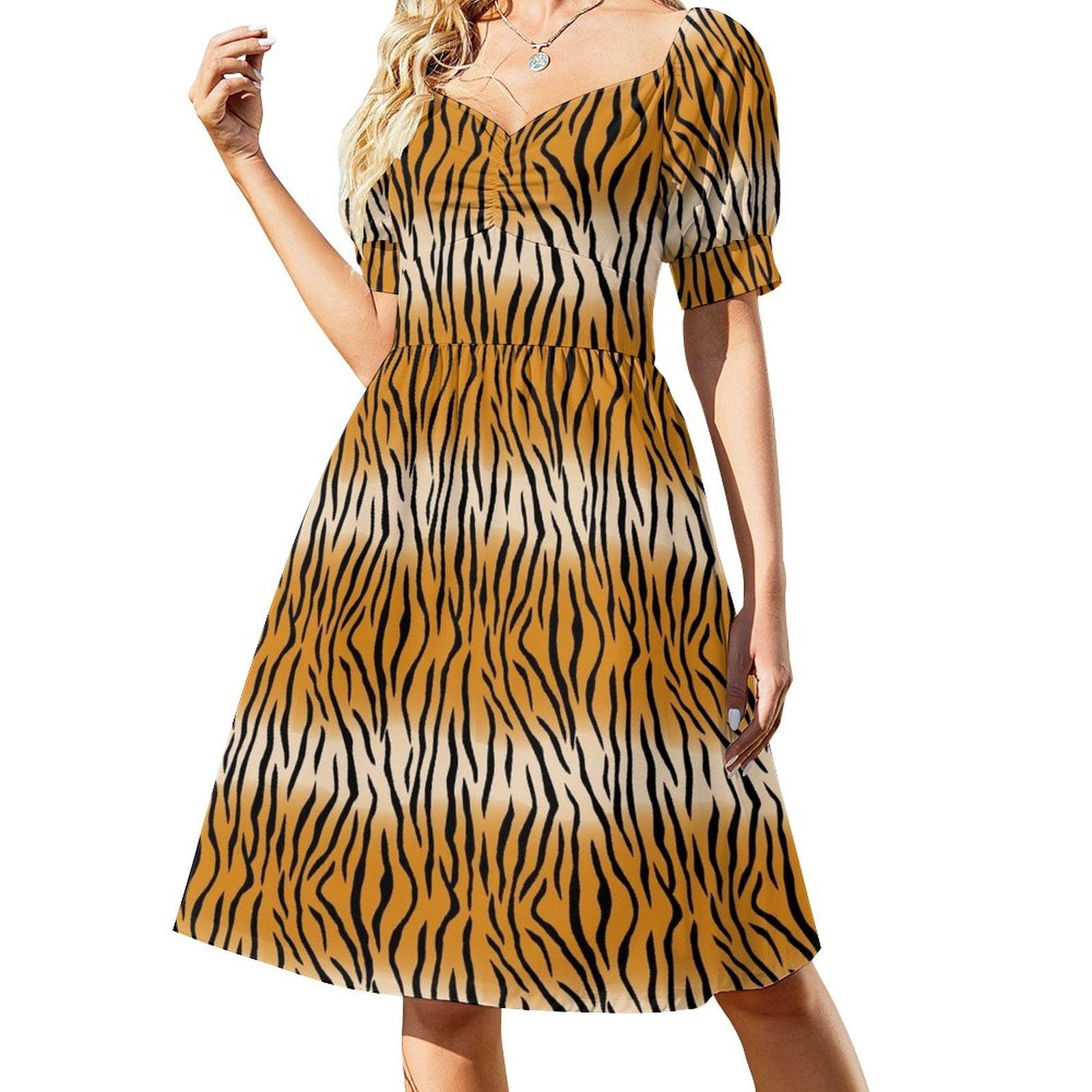 Tiger Stripes Sleeveless Dress party dress women elegant luxury ladies ...