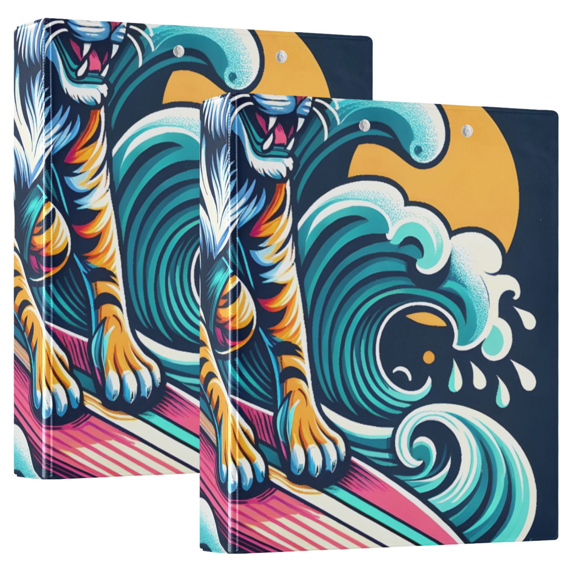 Tiger Surf Summer 3 Ring Binders 1.5 inch Hardcover File Folders with ...