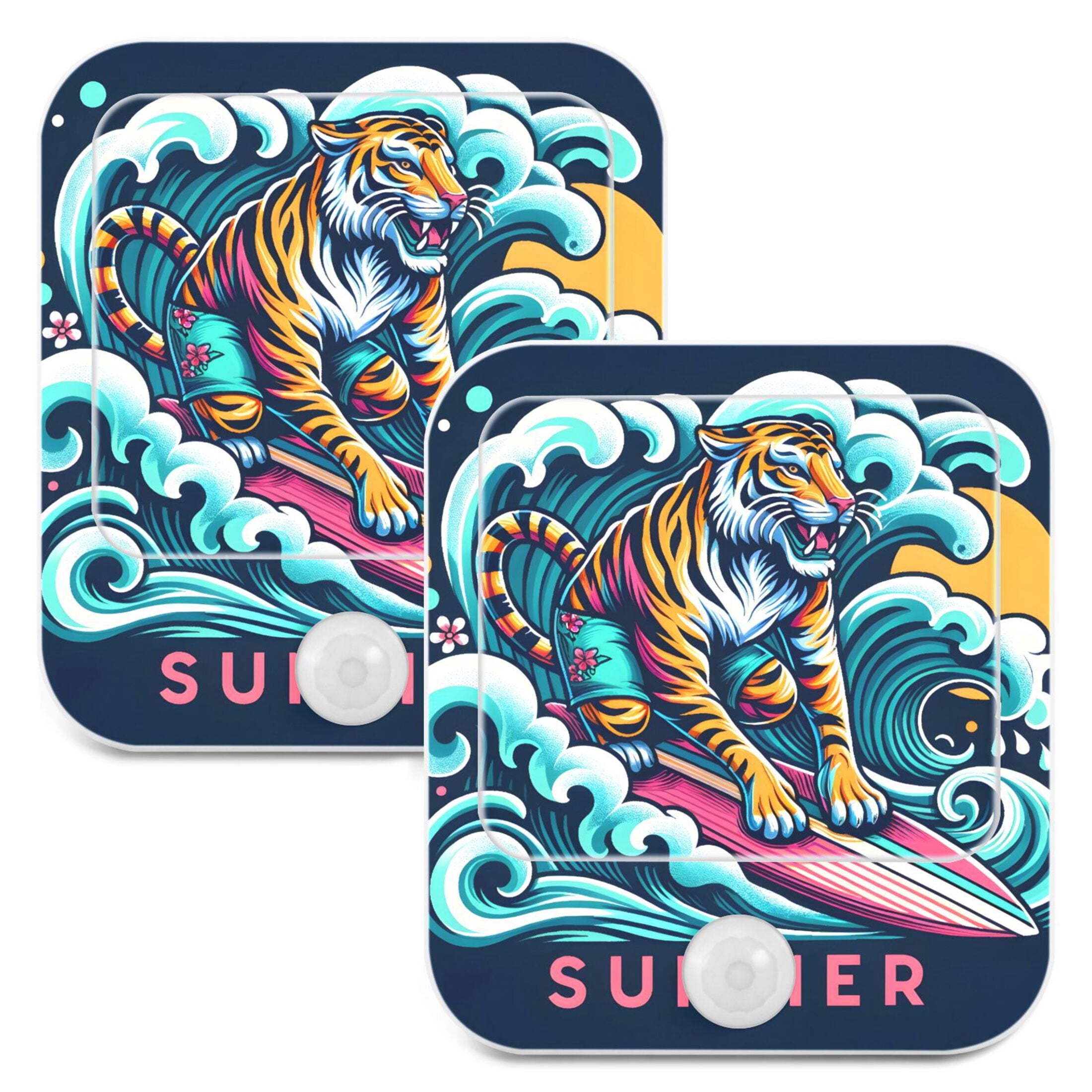 Tiger Surf Summer Night Lights Plug into Wall LED with Auto Light ...
