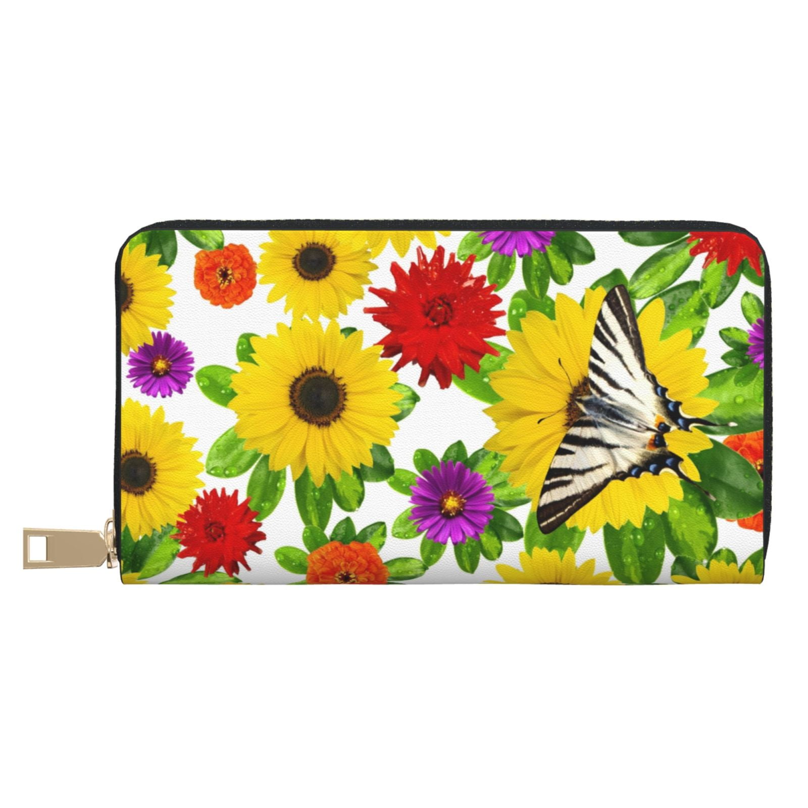 Tiger Swallowtail On Flowers Wallet Women, Leather Bifold Multi Card ...