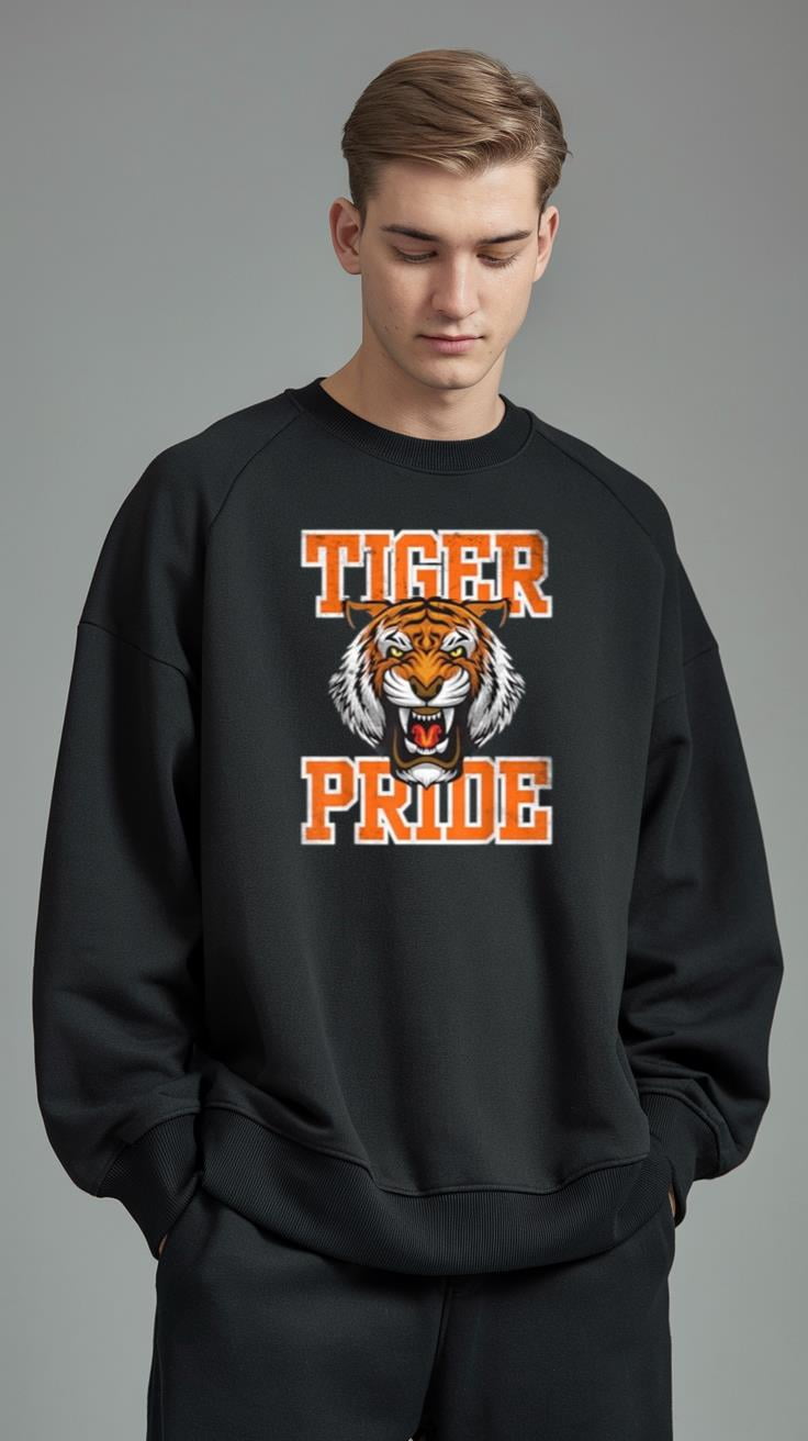 Tiger Sweatshirt with Retro Mascot Pride for School Teams, for men & women, up to size 5XL ...