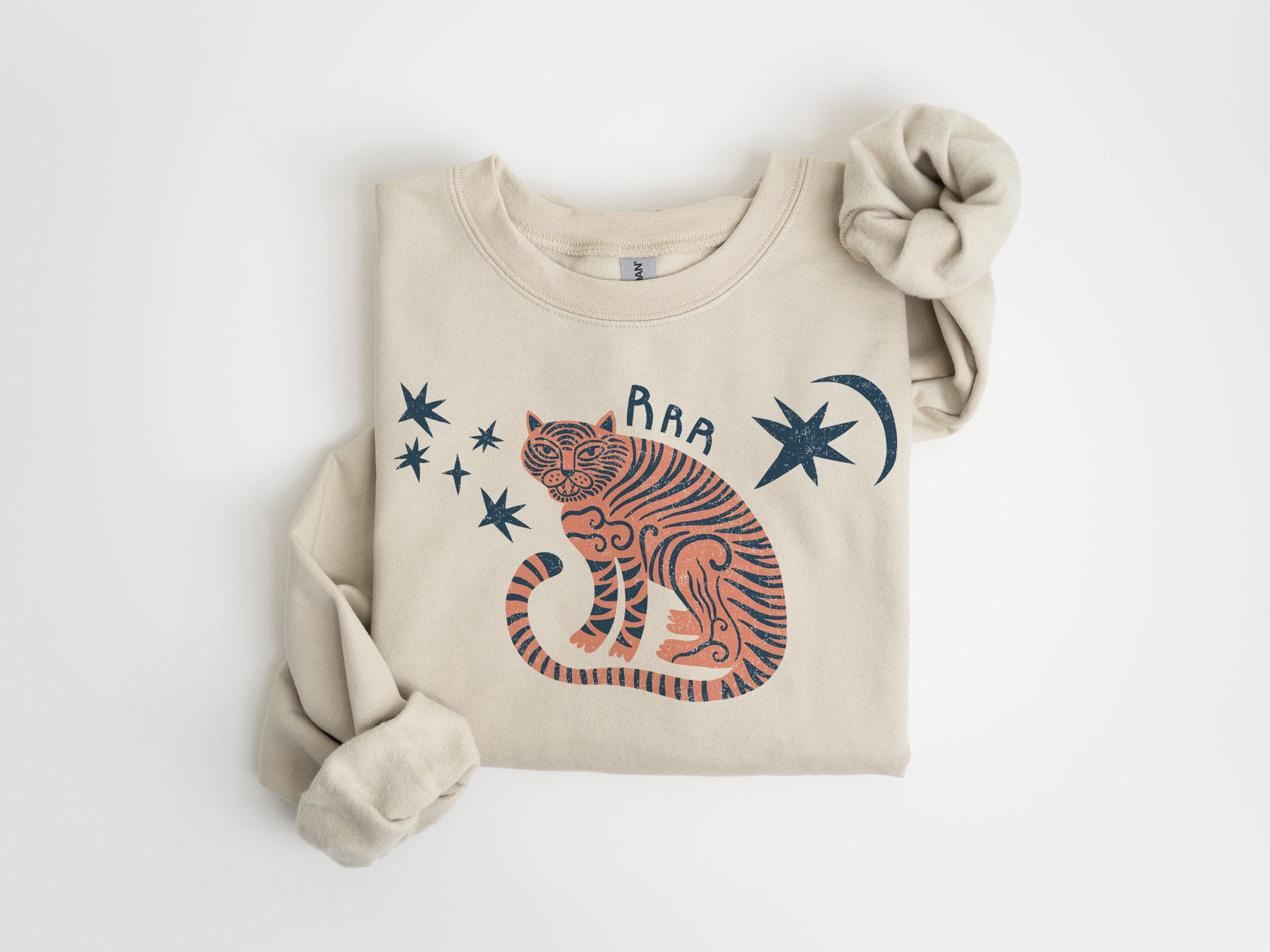 Tiger T-Shirt, Retro Tiger Crewneck, Celestial Tiger, Asian Tiger ...