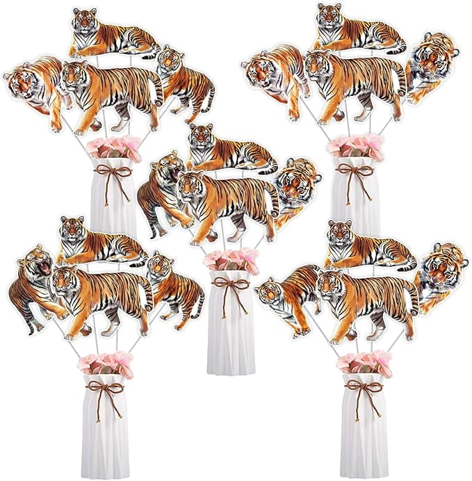Tiger Table Decorations 24Pcs Realistic Tiger Centerpieces Stickers Zoo ...