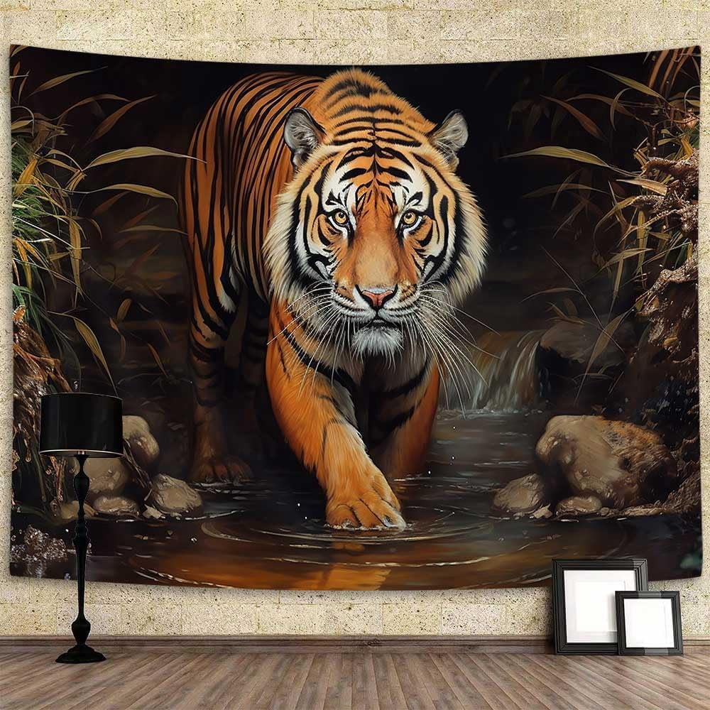 Tiger Tapestry, Jungle King of The Forest Tiger Tapestry, Stream Side ...