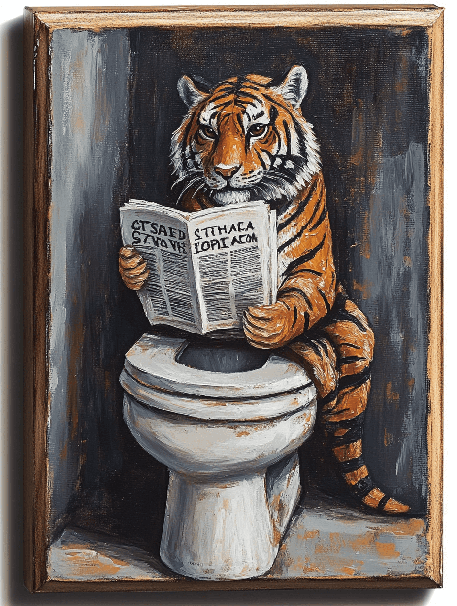 Tiger on Toilet Decor Art Painting/Canvas Print， Suitable for ...