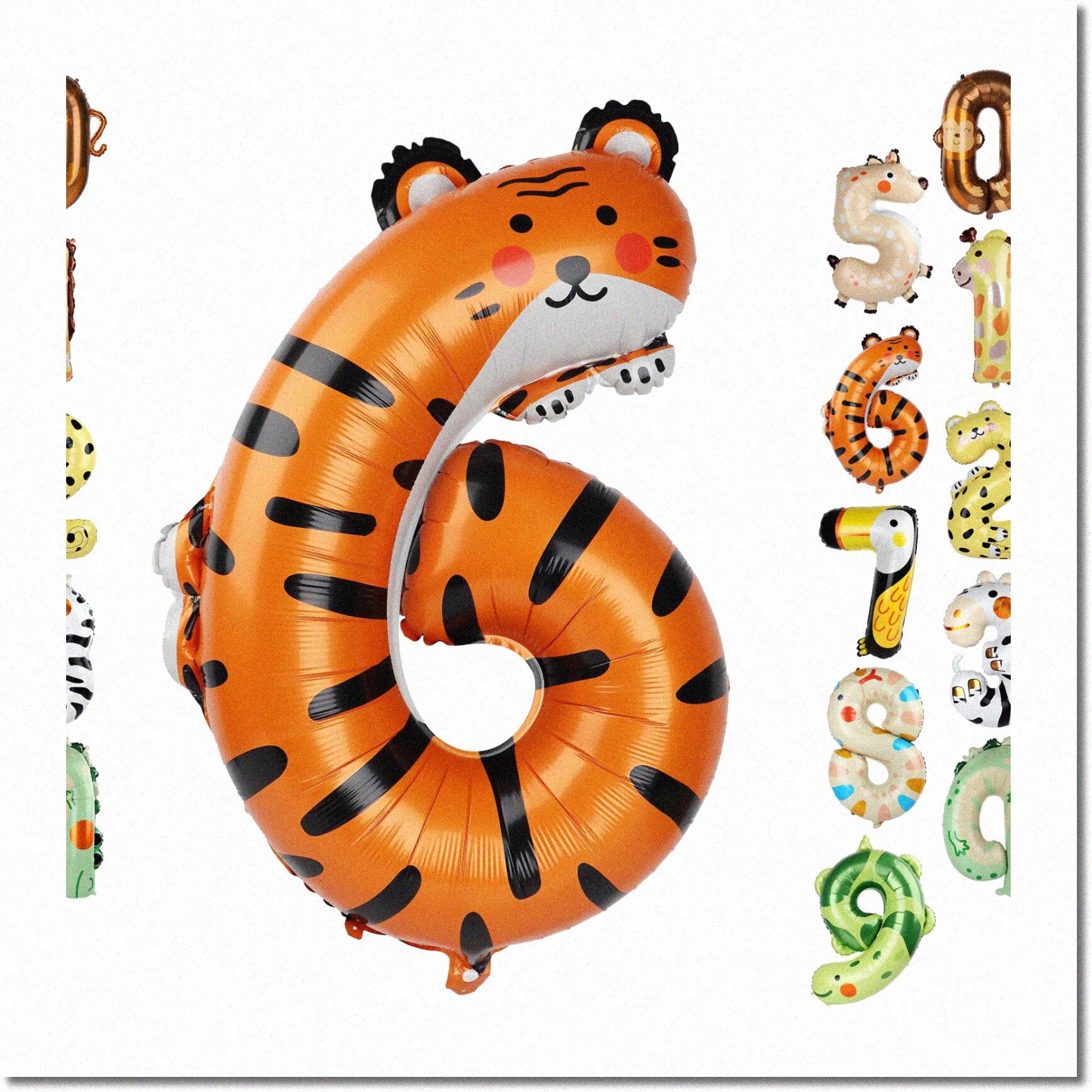 Tiger Tots 6th Birthday Balloon - Jumbo 40" Cartoon Number 6 Balloon ...