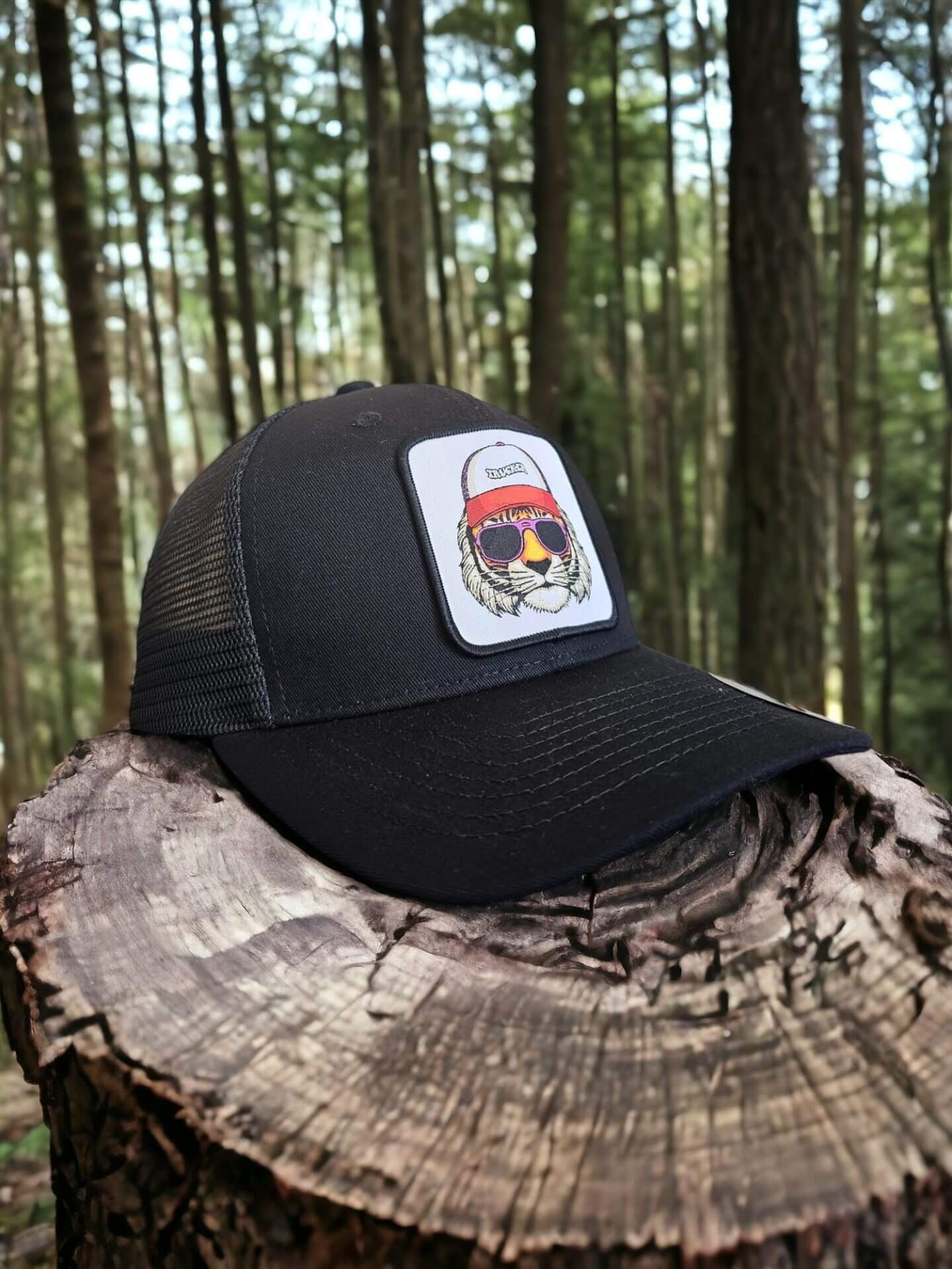 Tiger Trucker Snapback Hat - Black on Black Mesh - Walmart.com
