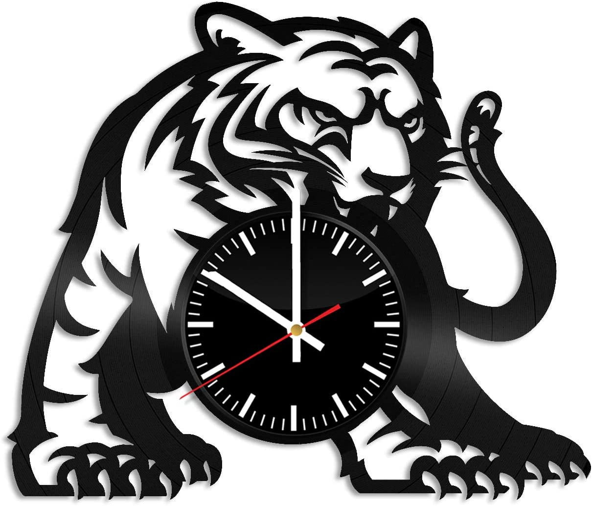 Tiger Vintage Black Vinyl Record Wall Clock Wall Art 3D Modern Design ...