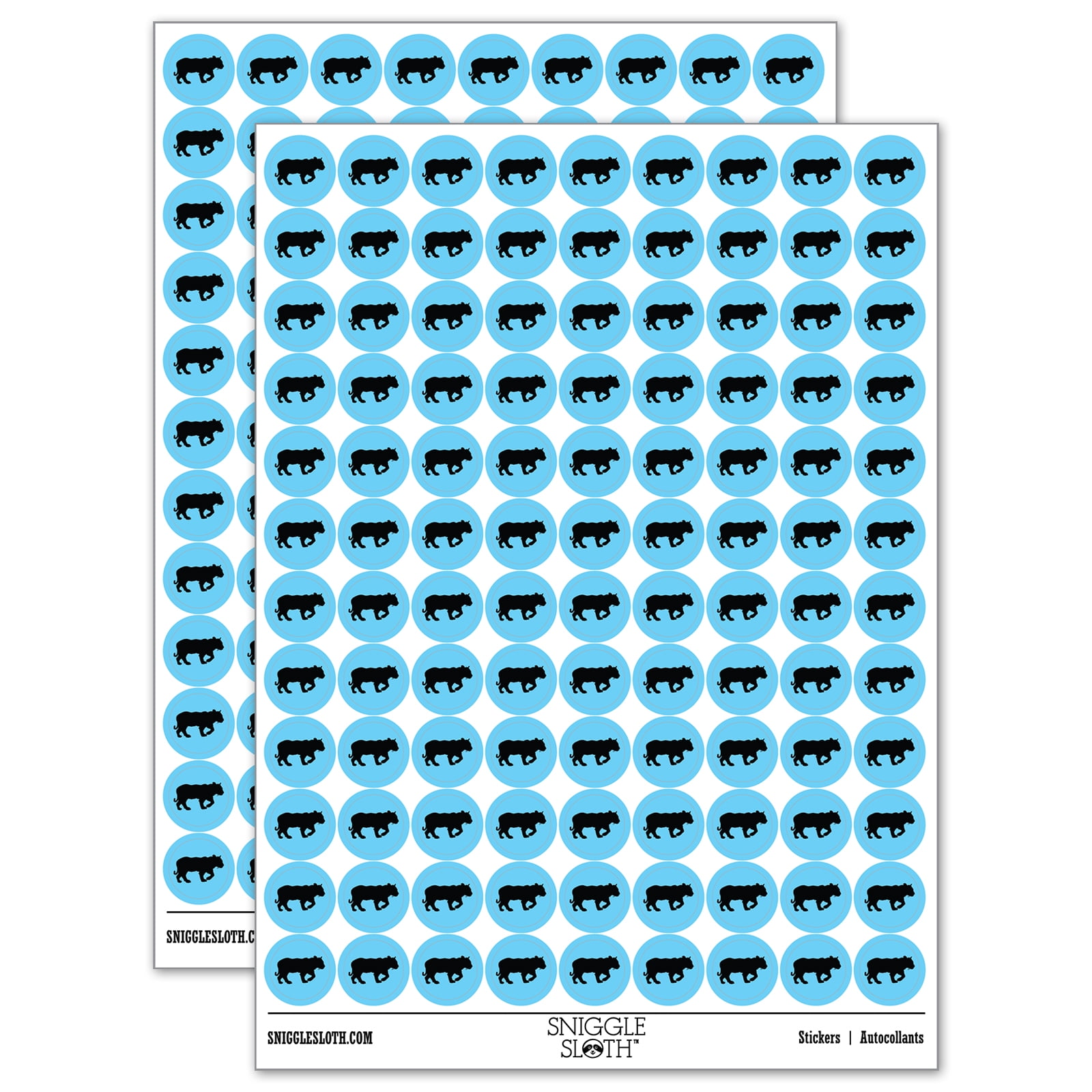 Tiger Walking Solid 200+ Round Stickers - Light Blue - Matte Finish - 0 ...