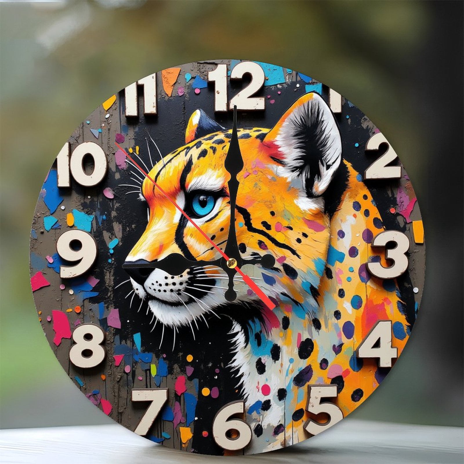 Tiger Wall Clock 10-Inch Silent Wooden Wall Clock, Battery Operated (AA ...