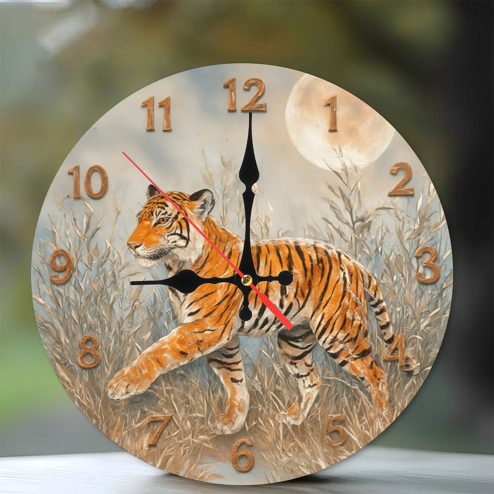 Tiger Wall Clock Decor Home Office Art Animal Wildlife Nature Scene 10 ...
