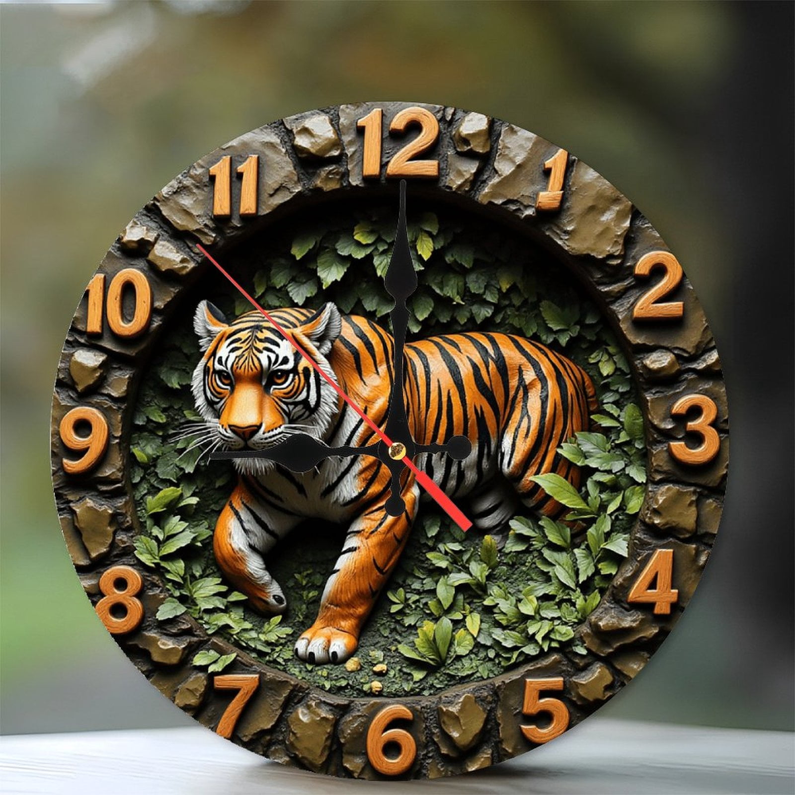 Tiger Wall Clock Decorative Indoor Art 10-Inch Silent Wooden Wall Clock ...