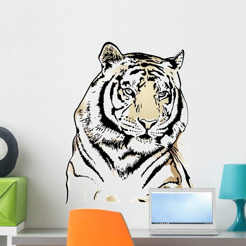 Tiger Wall Decal by Wallmonkeys Peel and Stick Graphic (24 in H x 19 in ...