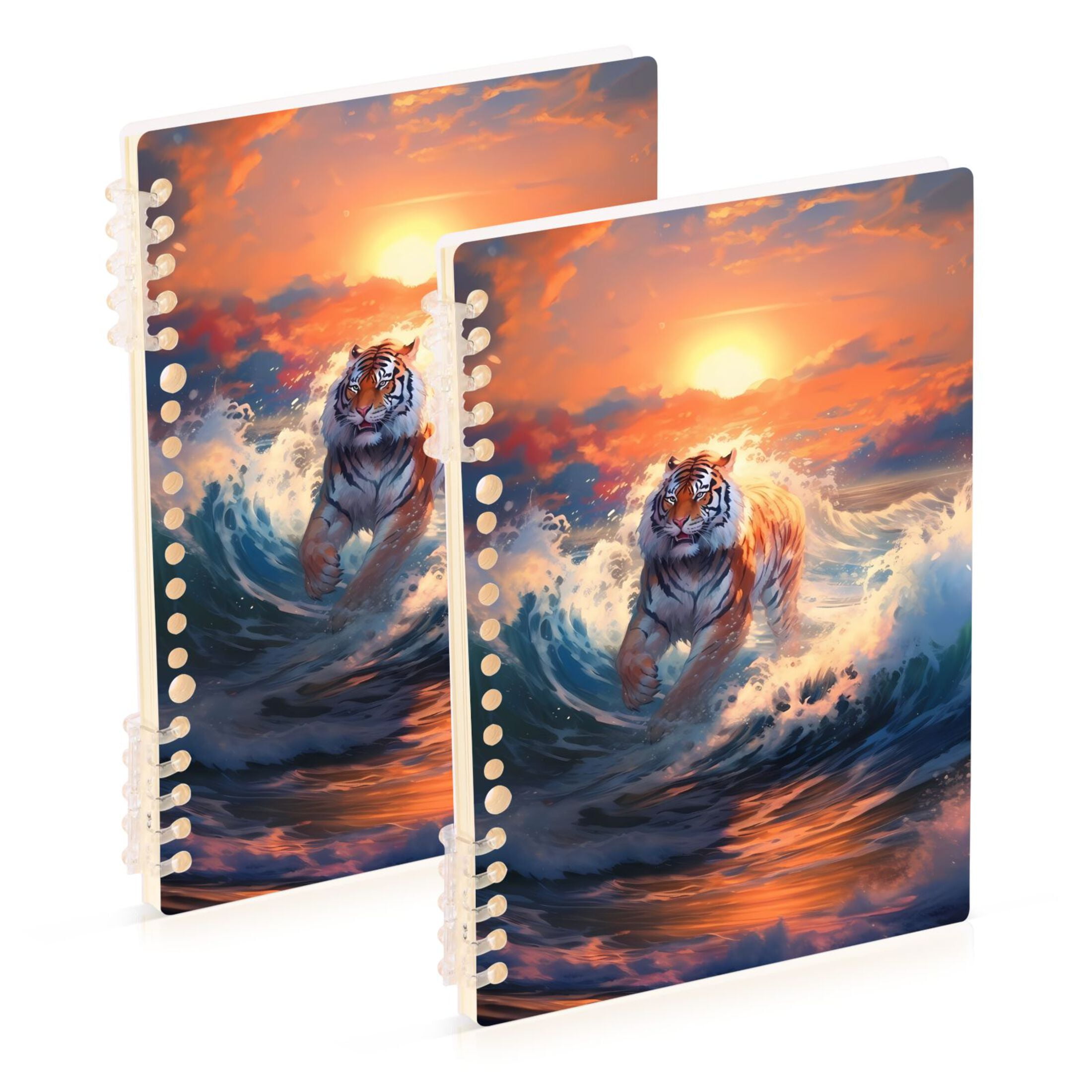 Tiger Waves Sun Clouds Sea Ring Binder Notebook Journey Note Diary ...