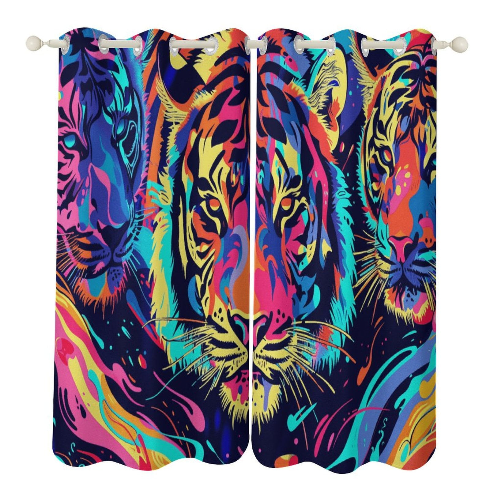 Tiger Window Curtain Panels Grommet Blackout Curtains Blackout Curtains ...