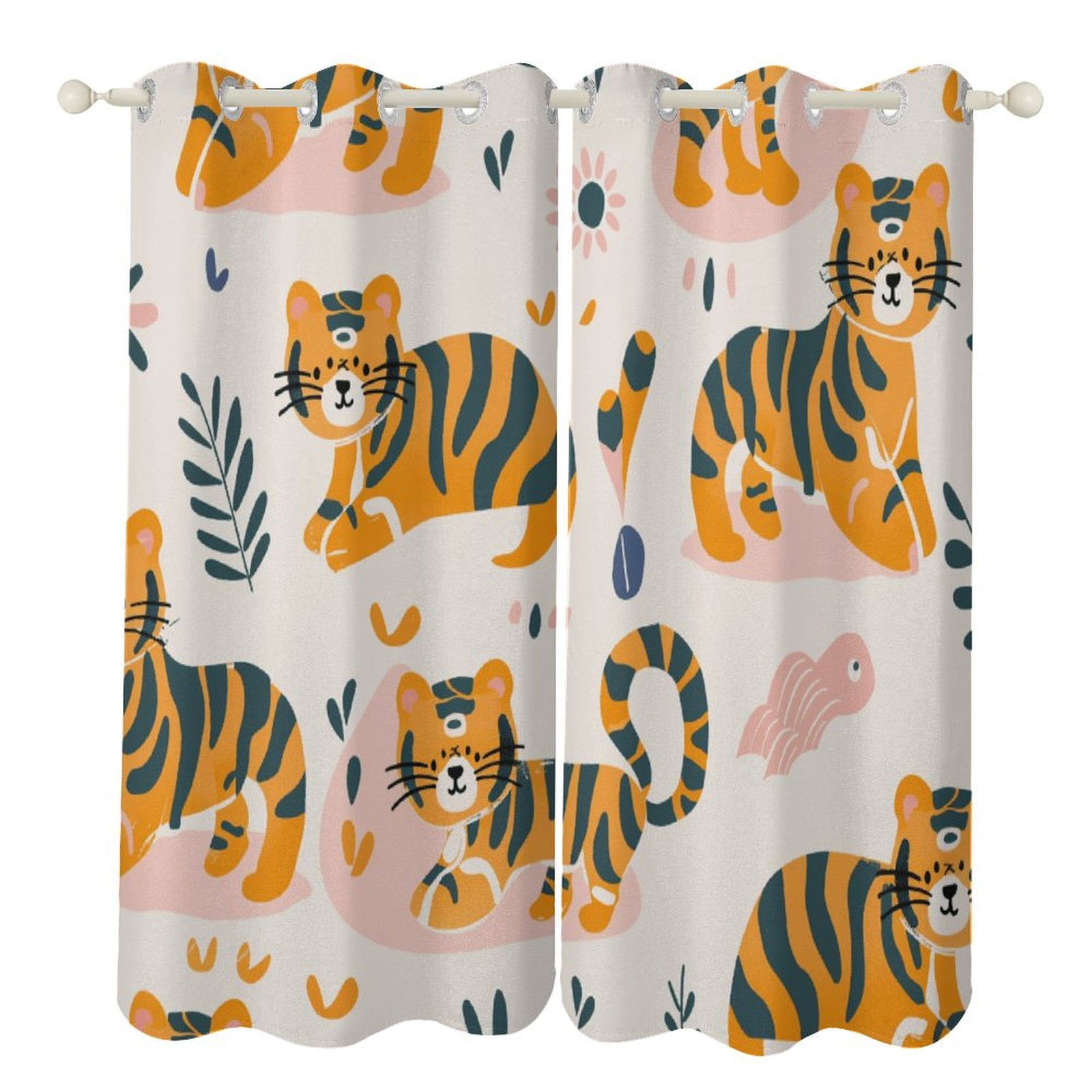 Tiger Window Curtain Panels Grommet Blackout Curtains Blackout Curtains ...