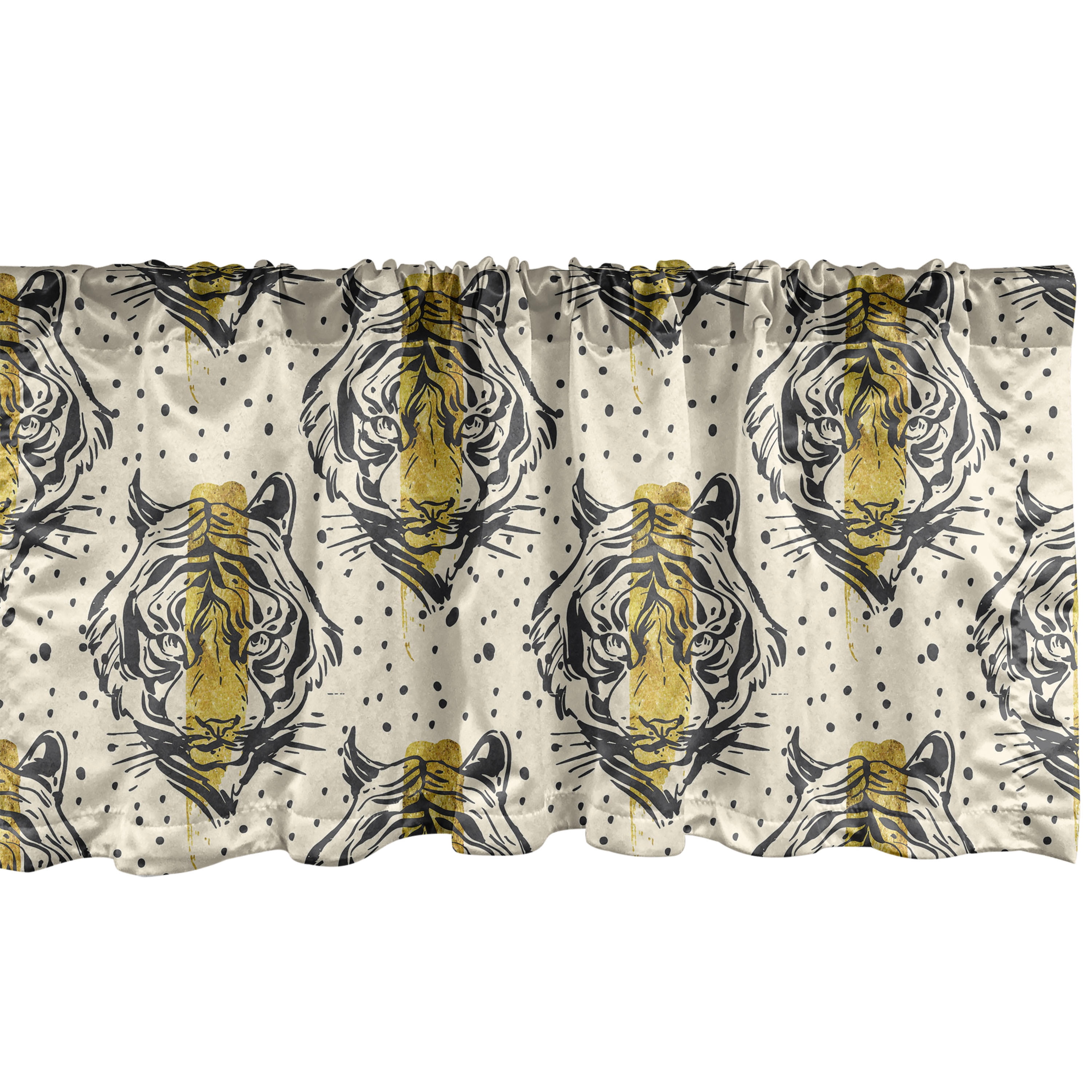 Tiger Window Valance, Wild Cat of Tropical Jungles Animal with Dotted Background Modern Art ...