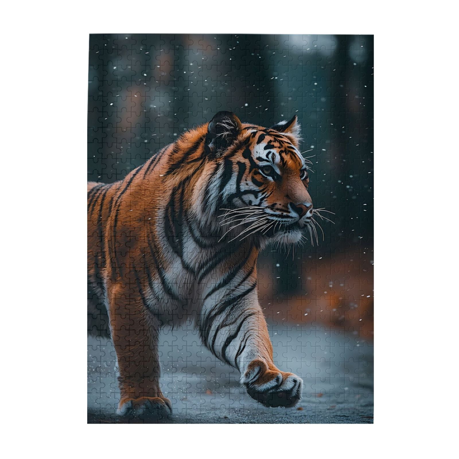 Tiger Winter Forest Snowfall 1000-Piece Wooden Jigsaw Puzzle for Adults ...