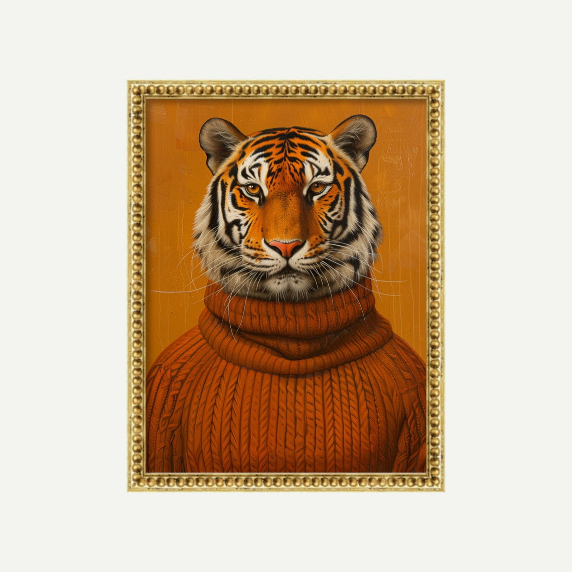 Tiger With Sweater Print Funky Tiger Poster Maximalist Animal Art Wall ...