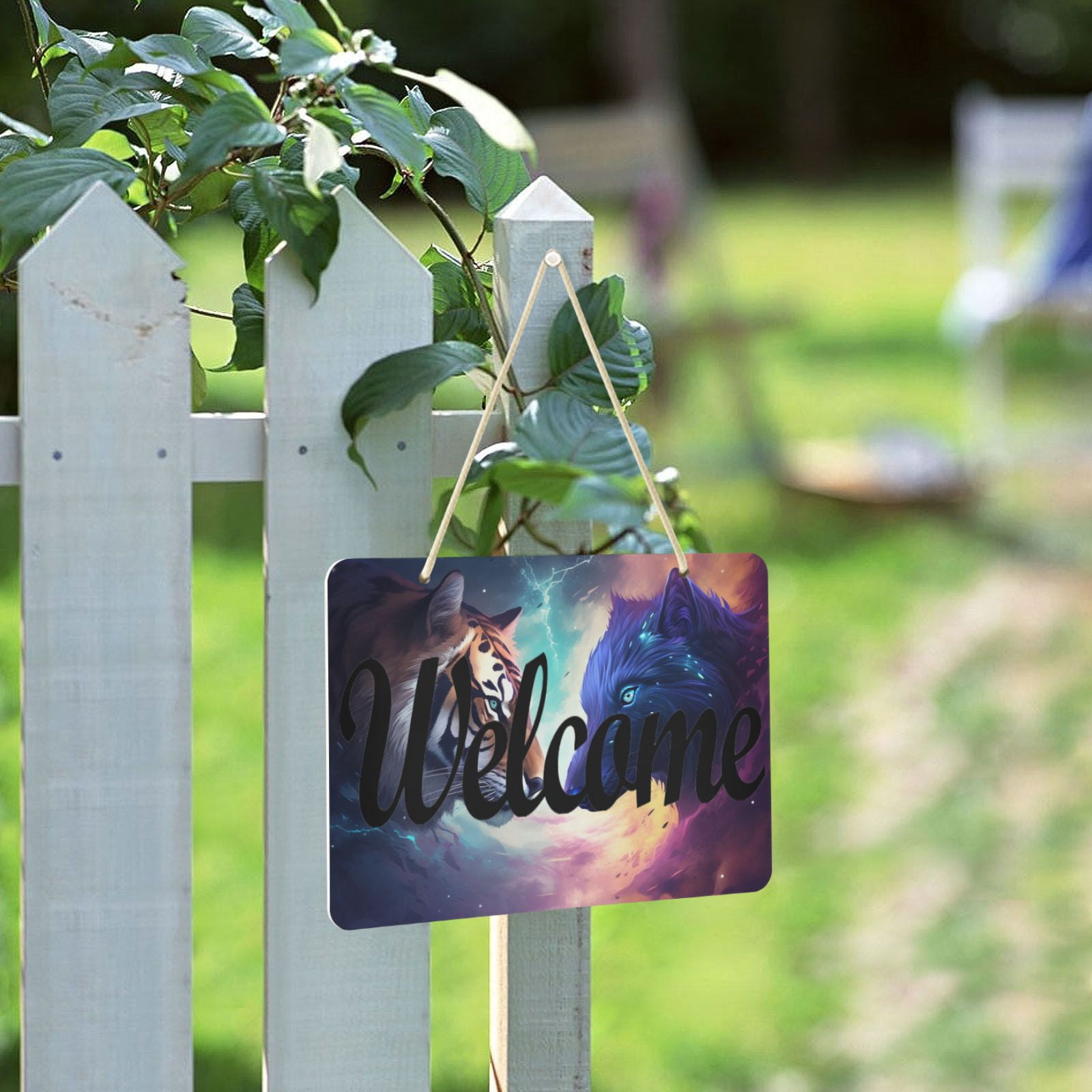 Tiger Wolf Welcome Sign for Front Door Porch Wreath Door Sign Home ...