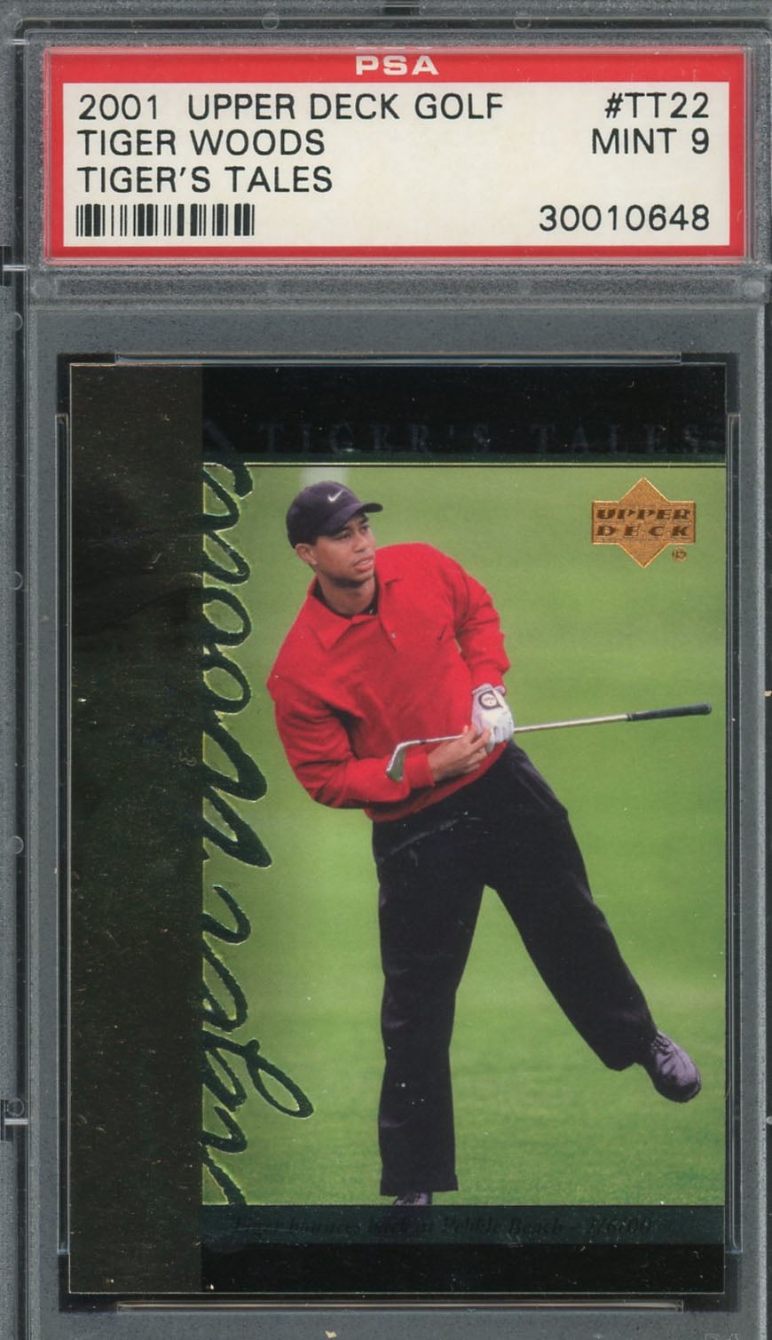 Tiger Woods 2001 Upper Deck Tiger's Tales Golf Card #TT22 Graded PSA 9 ...