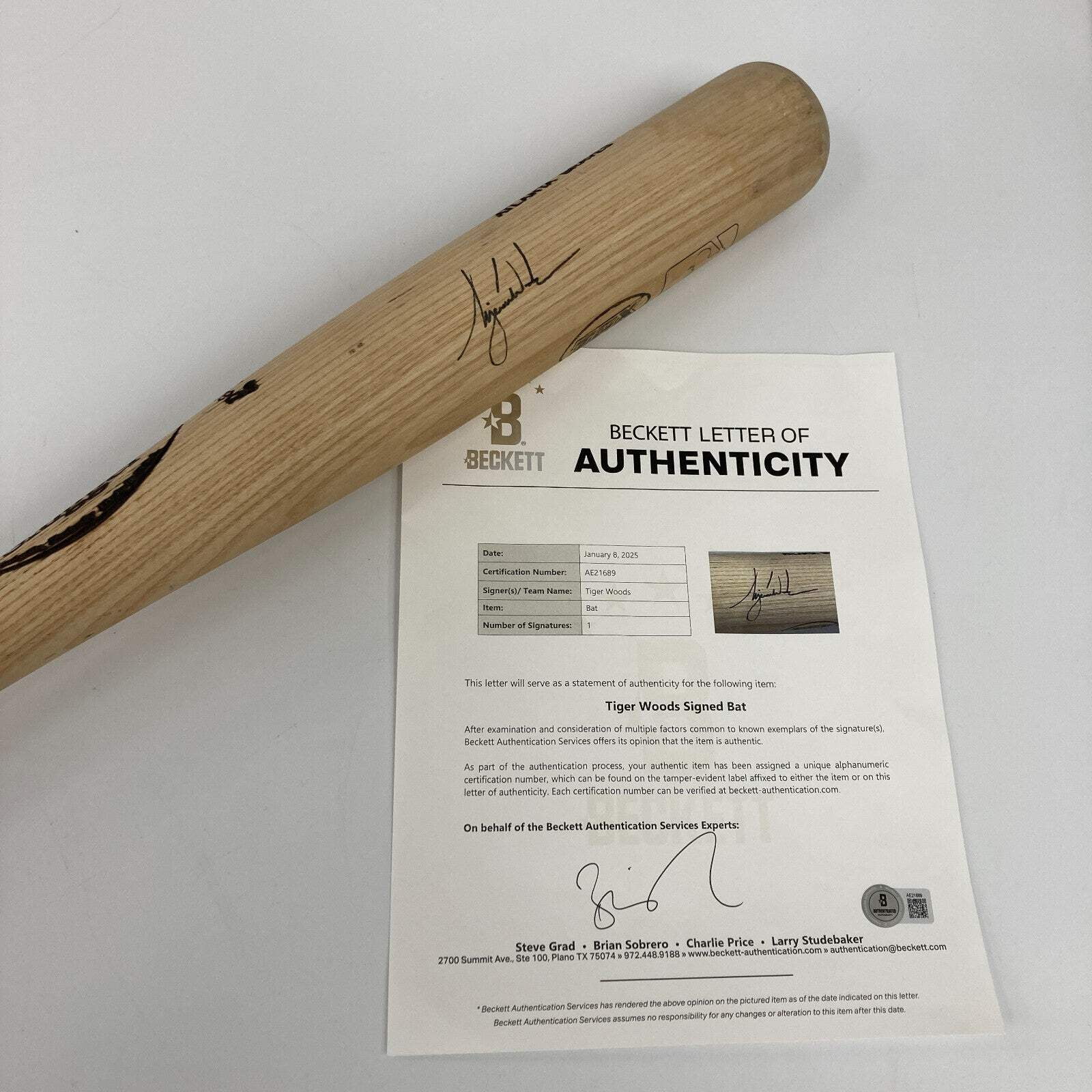 Tiger Woods Signed Autographed Baseball Bat Beckett COA RARE - Walmart.com