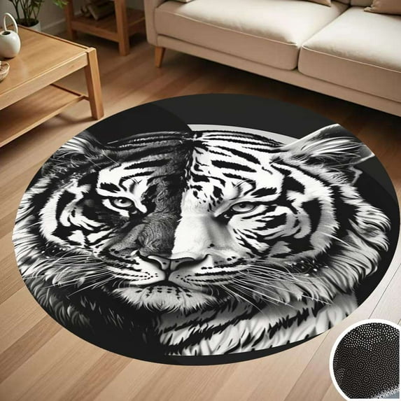 Tiger Yin Yang Art Print Round Carpet Living Room Bedroom Home ...