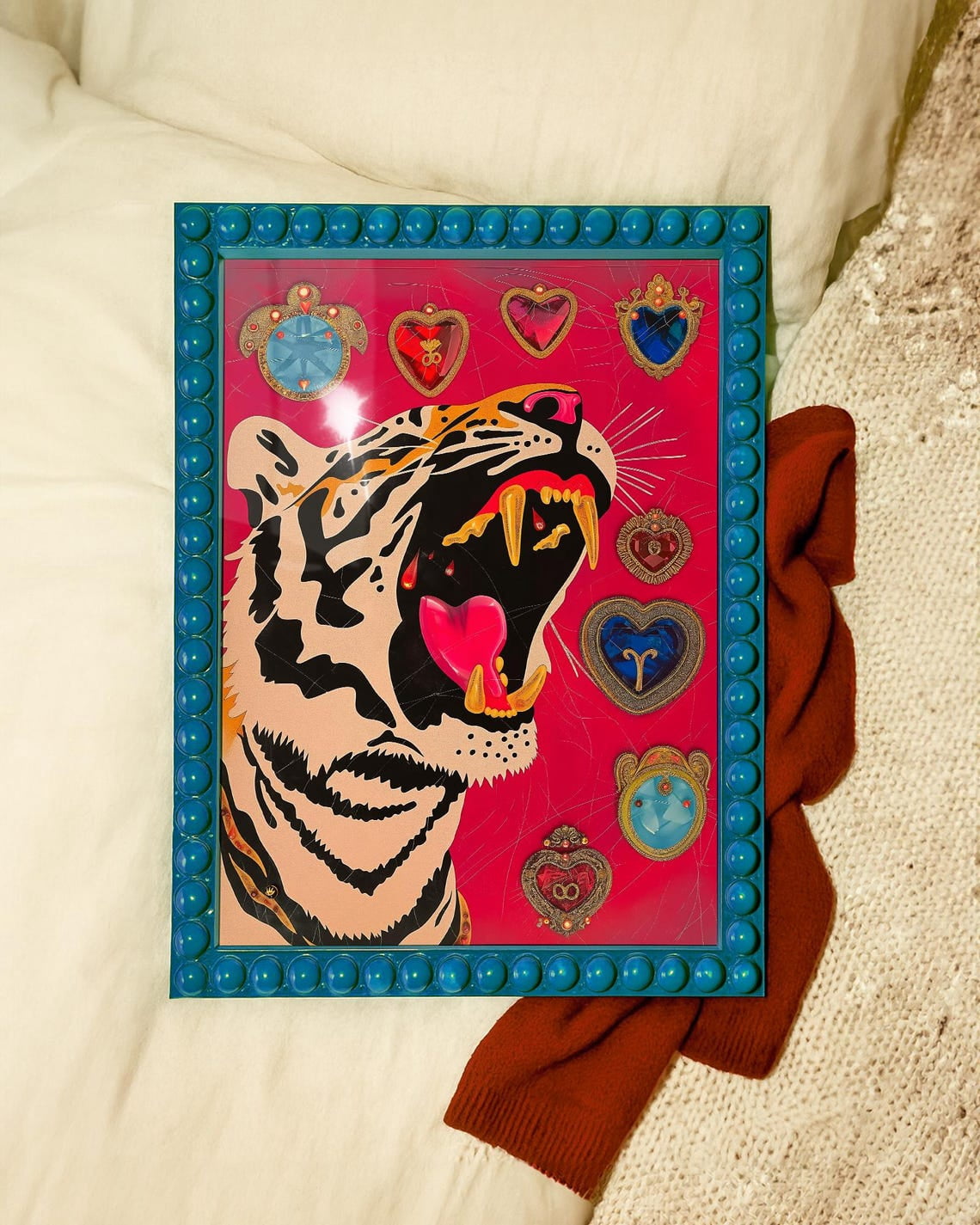 Tiger Zodiac Maximalist Pink Astrology Wall Art, Unframed Canvas ...