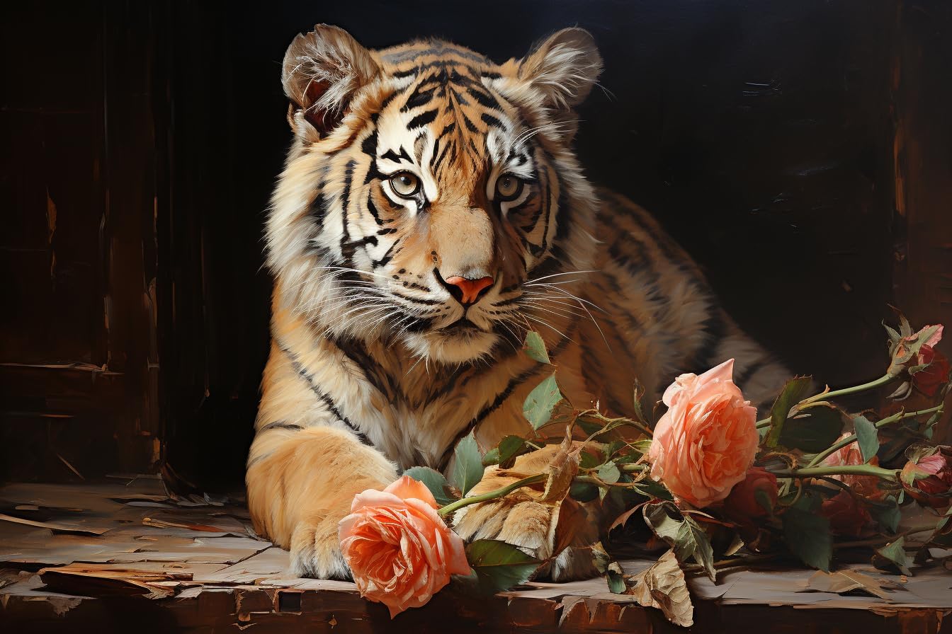 Tiger and Flowers Puzzles for Adults 500 Pieces, Impossible Hard ...