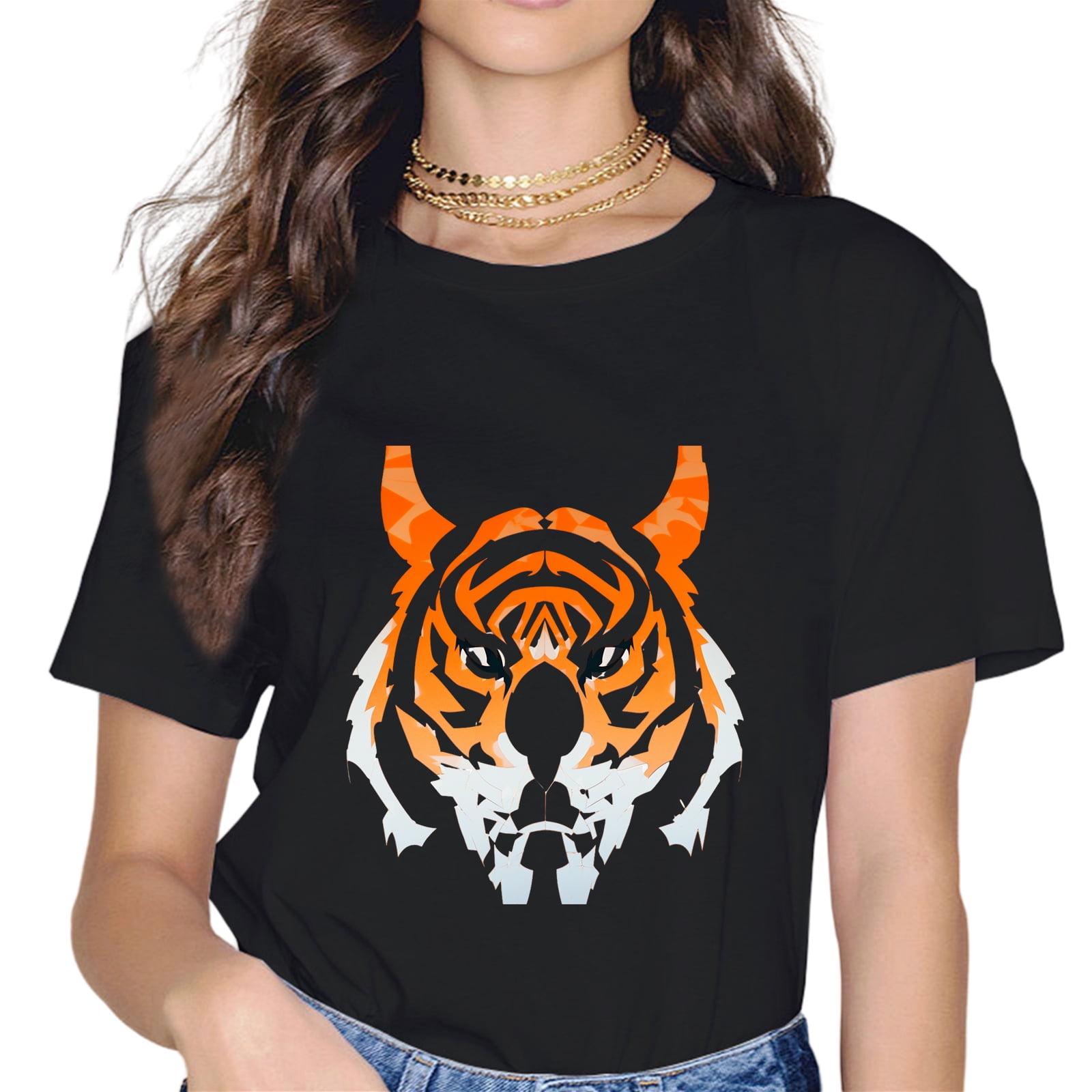 Tiger angry Face Ripped Graphic T-Shirt - Walmart.com