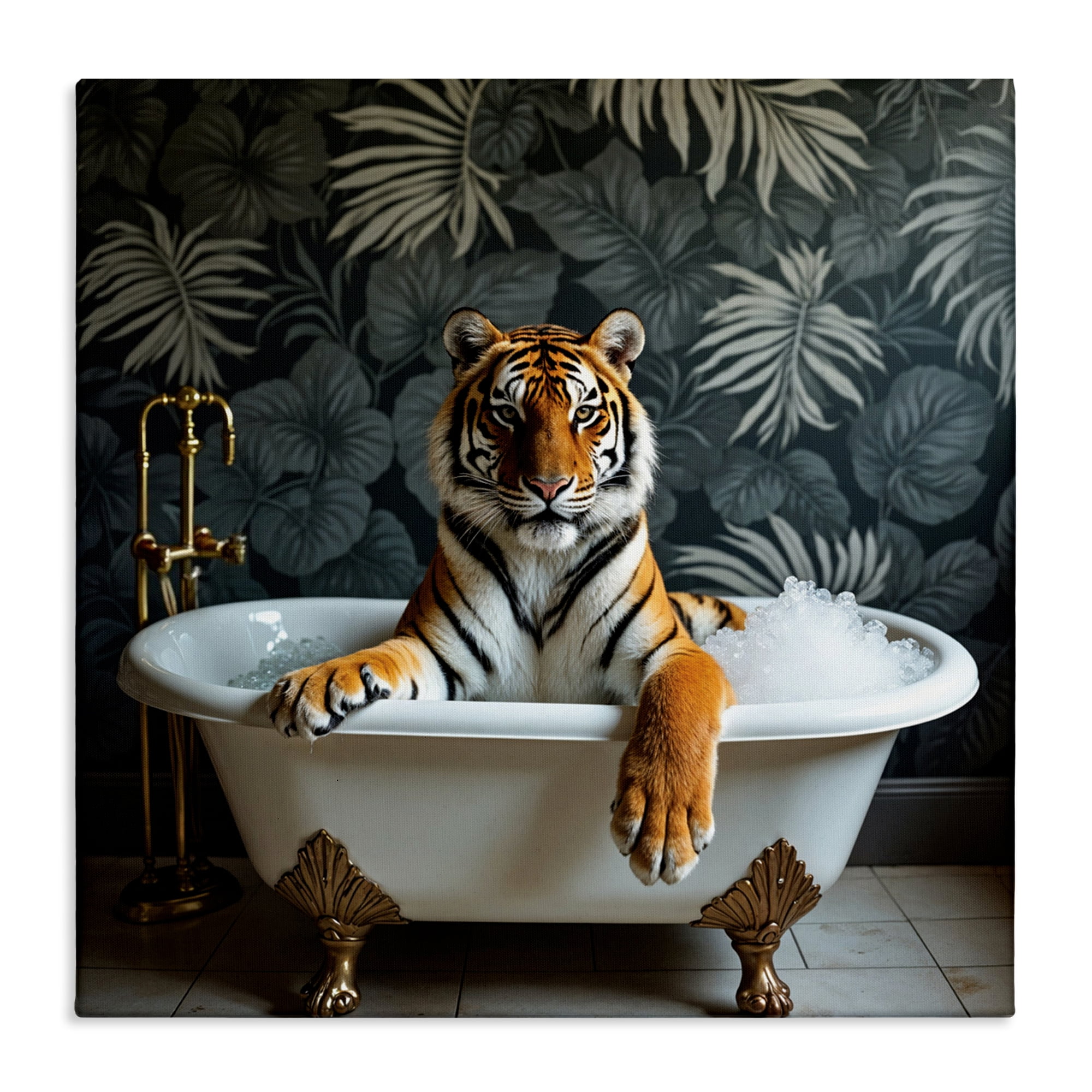 Tiger in Exotic Bubble Bath Canvas Wall Art, design by Lettered and ...