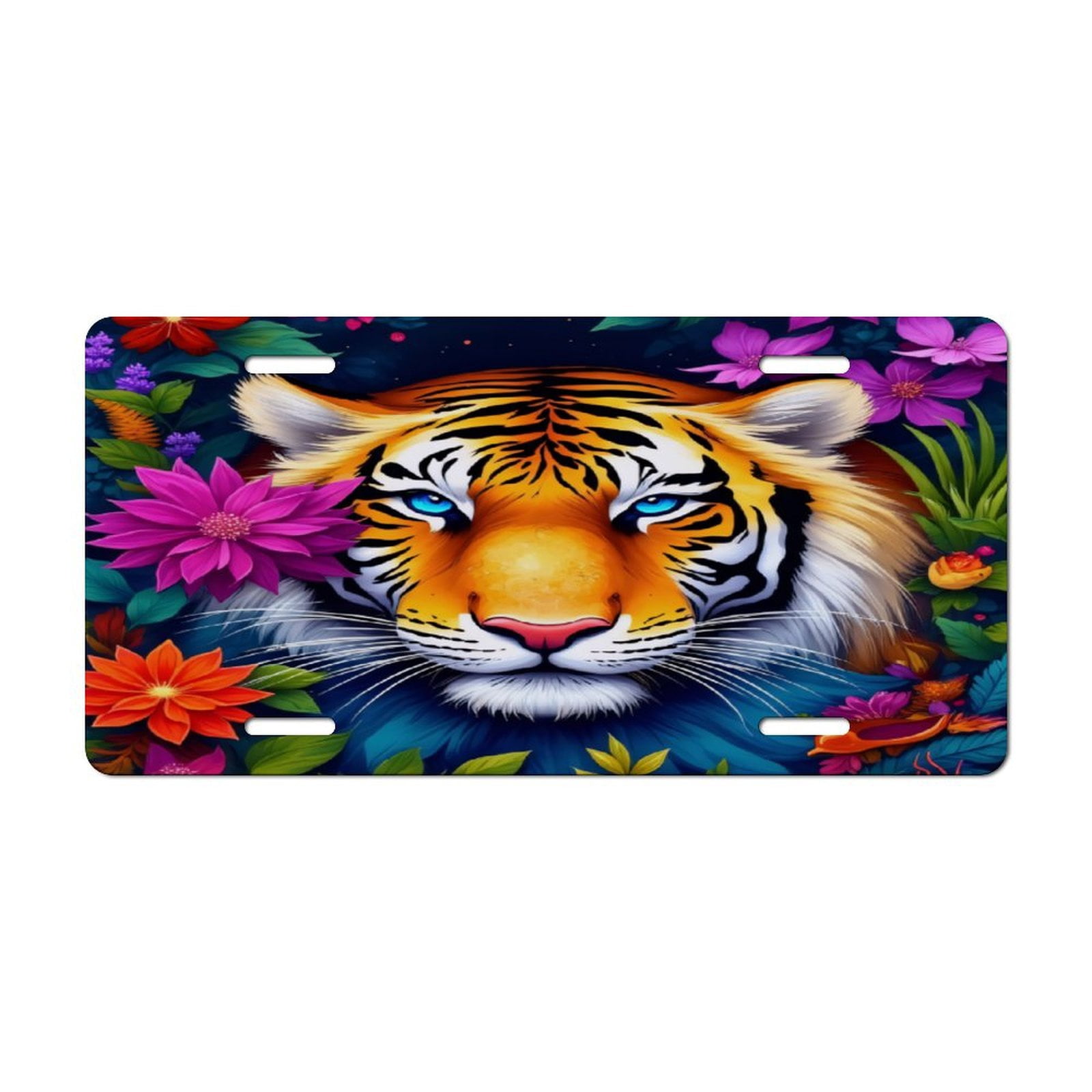 Tiger in Floral Jungle Car Decorative Front License Plate,Vanity Tag ...