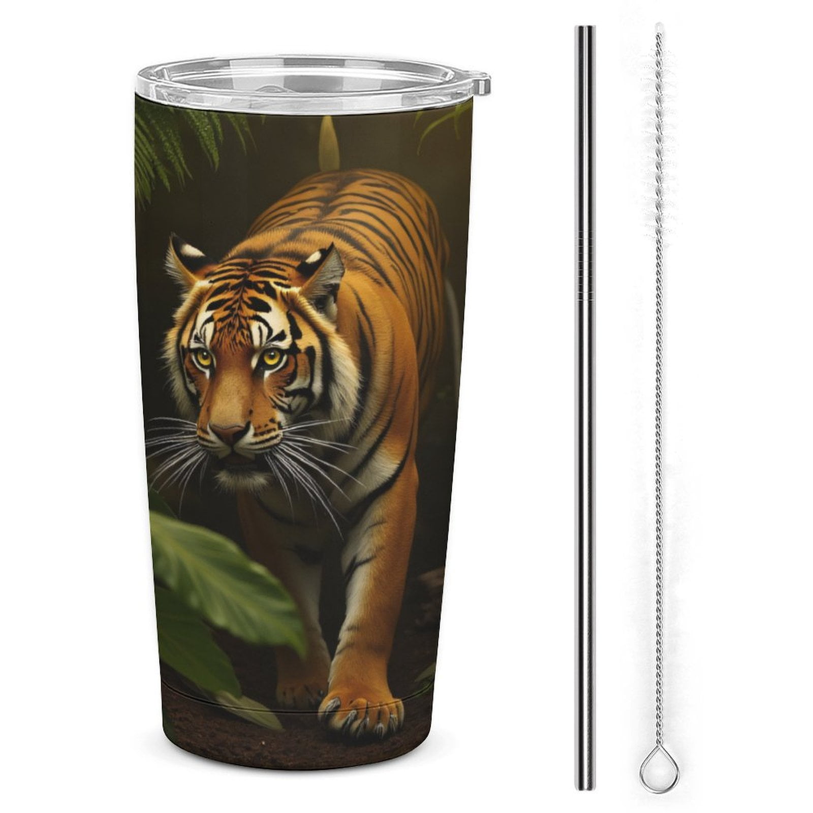 Tiger in Jungle Tumbler with Lids And Straws Insulated Cup Reusable ...