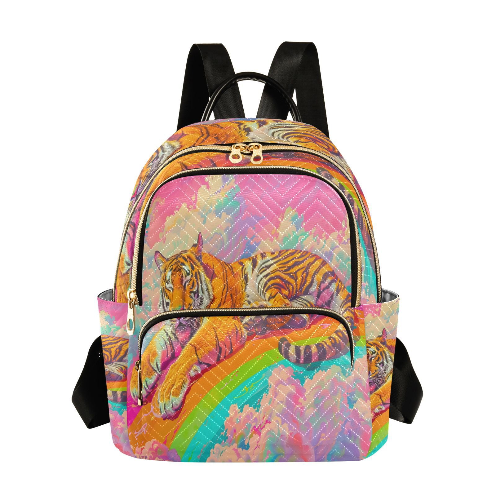 Tiger in Rainbow Clouds Travel Laptop Backpack Casual Daypack Lightweight Bookbag Compartment ...
