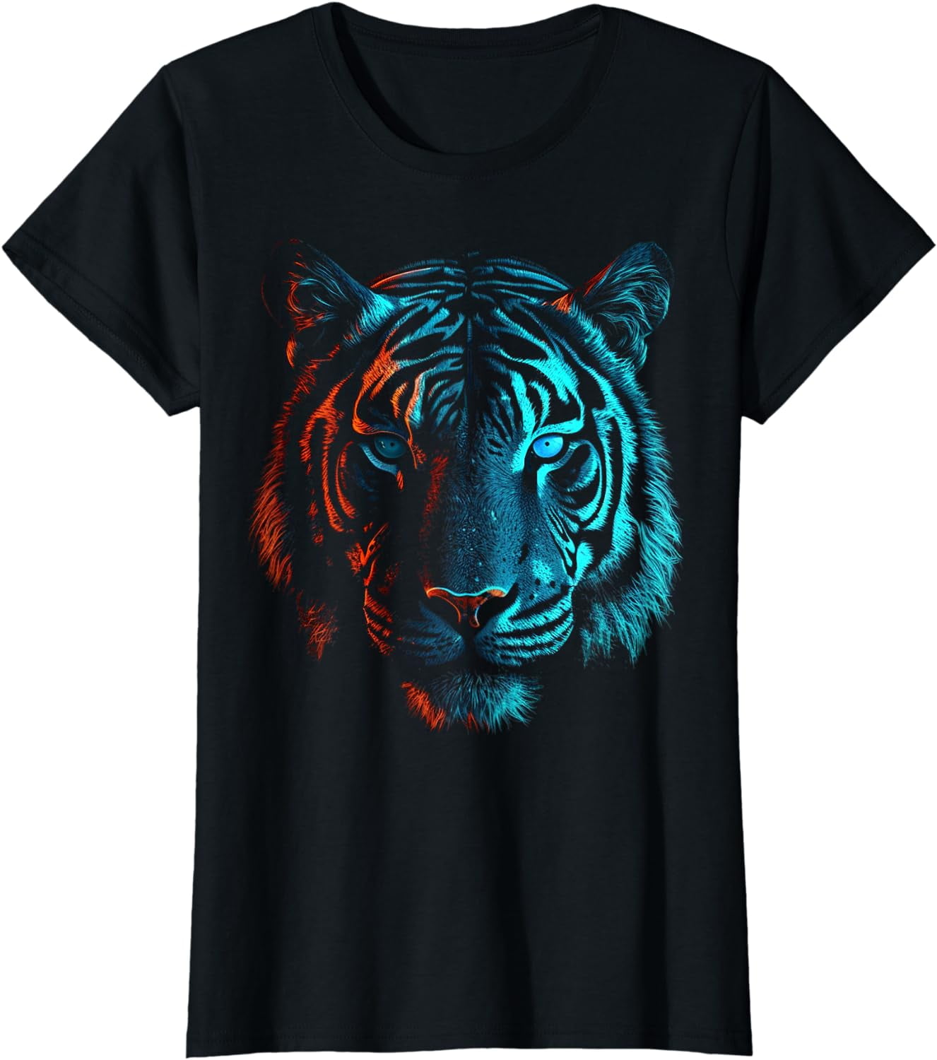 Tiger in Red and Blue - Animal Art Tiger T-Shirt Black - Walmart.com