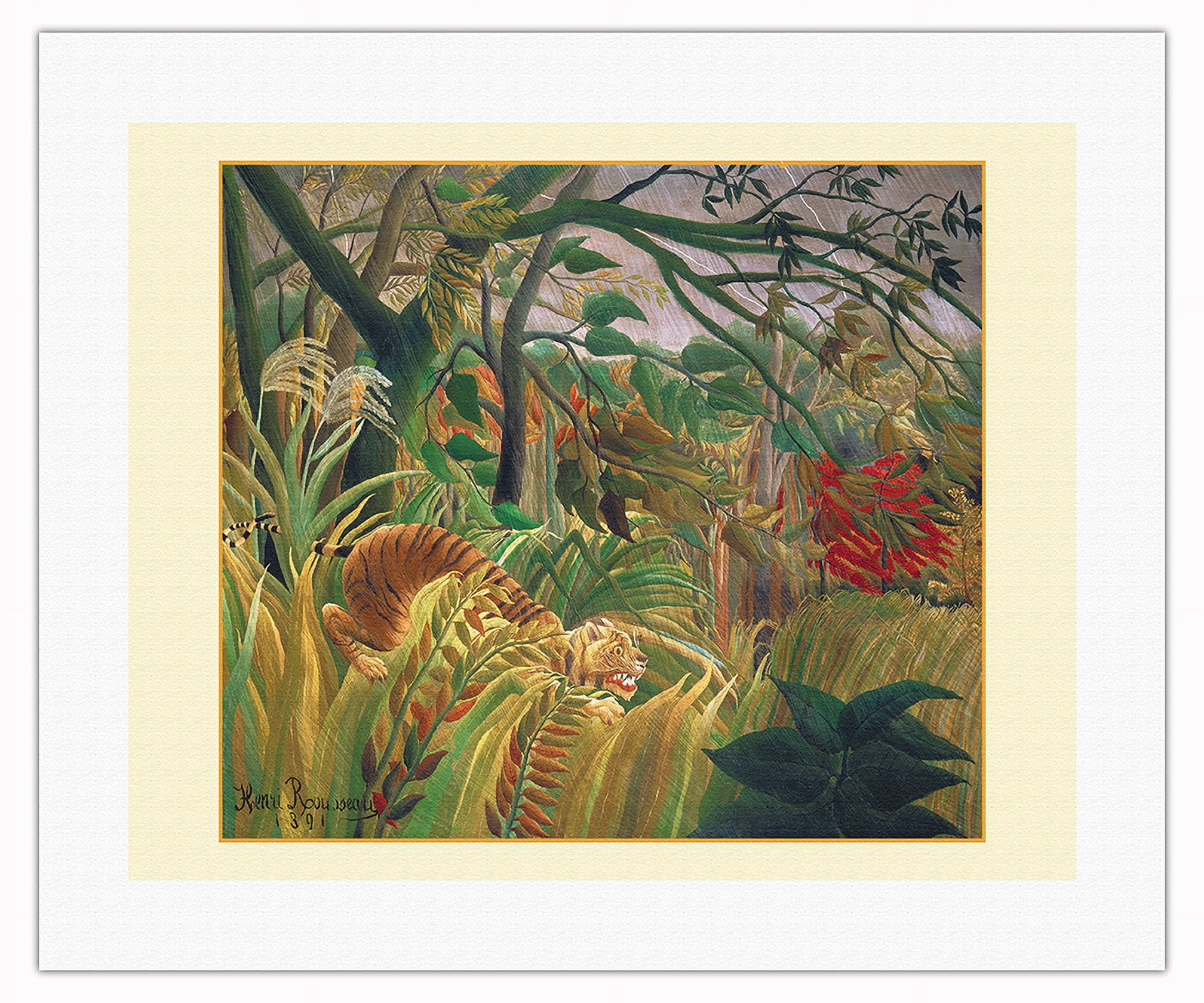 Tiger in a Tropical Storm (Surprised) - From an Original Color Painting ...