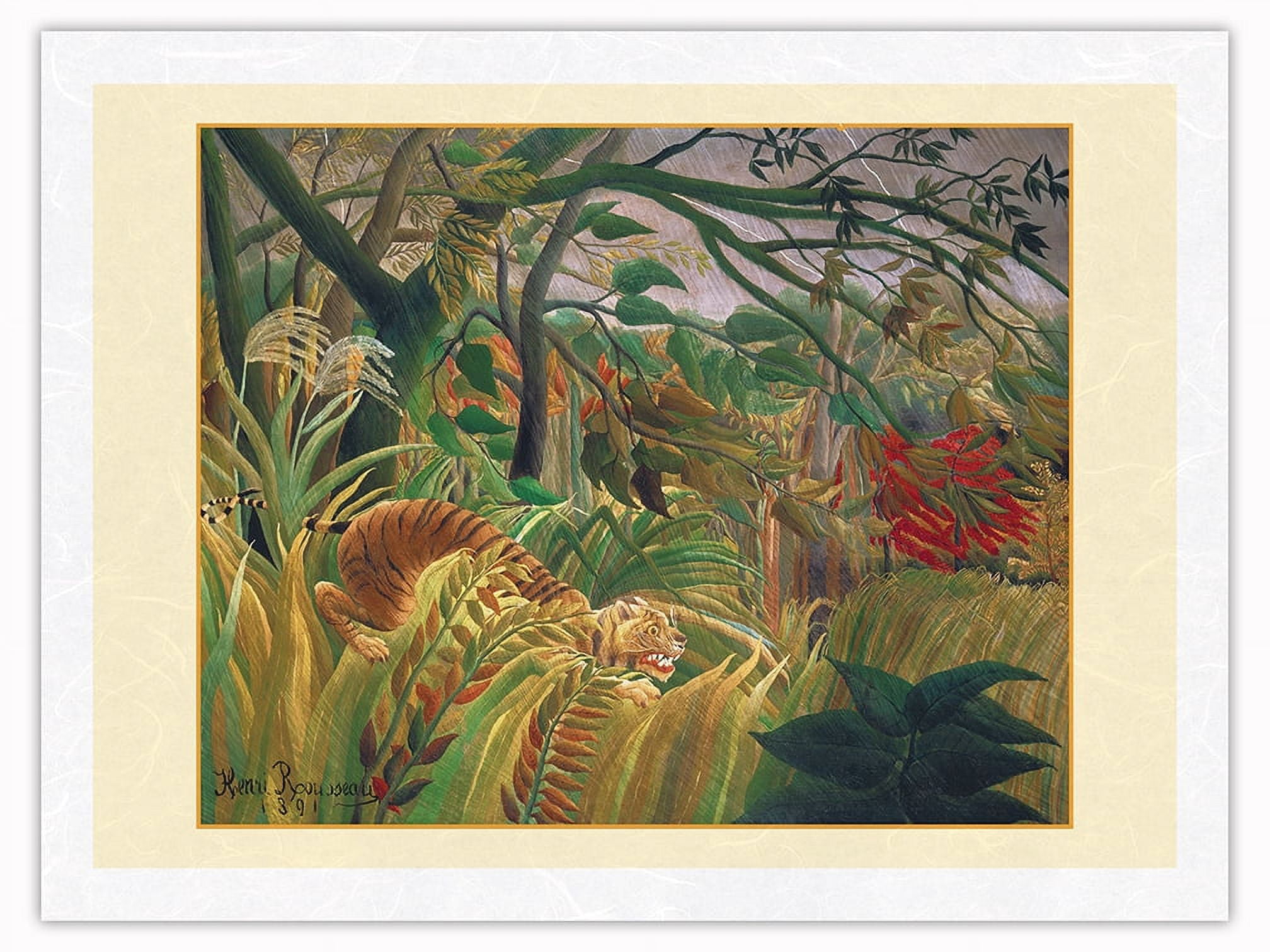 Tiger in a Tropical Storm (Surprised) - From an Original Color Painting ...