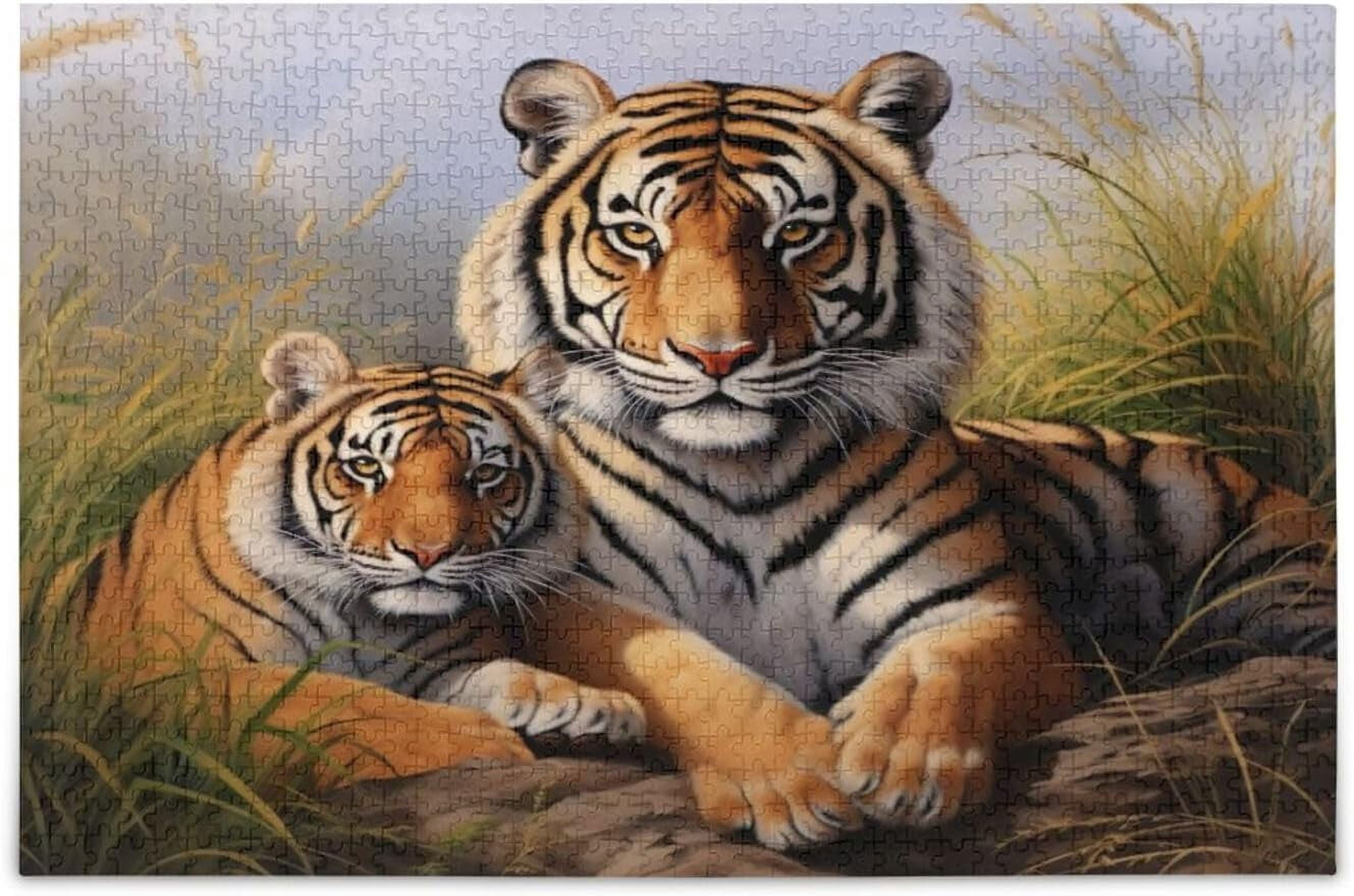 Tiger on Grass Jigsaw Puzzles for Adults 500 Pieces, Die-Cut Puzzle ...