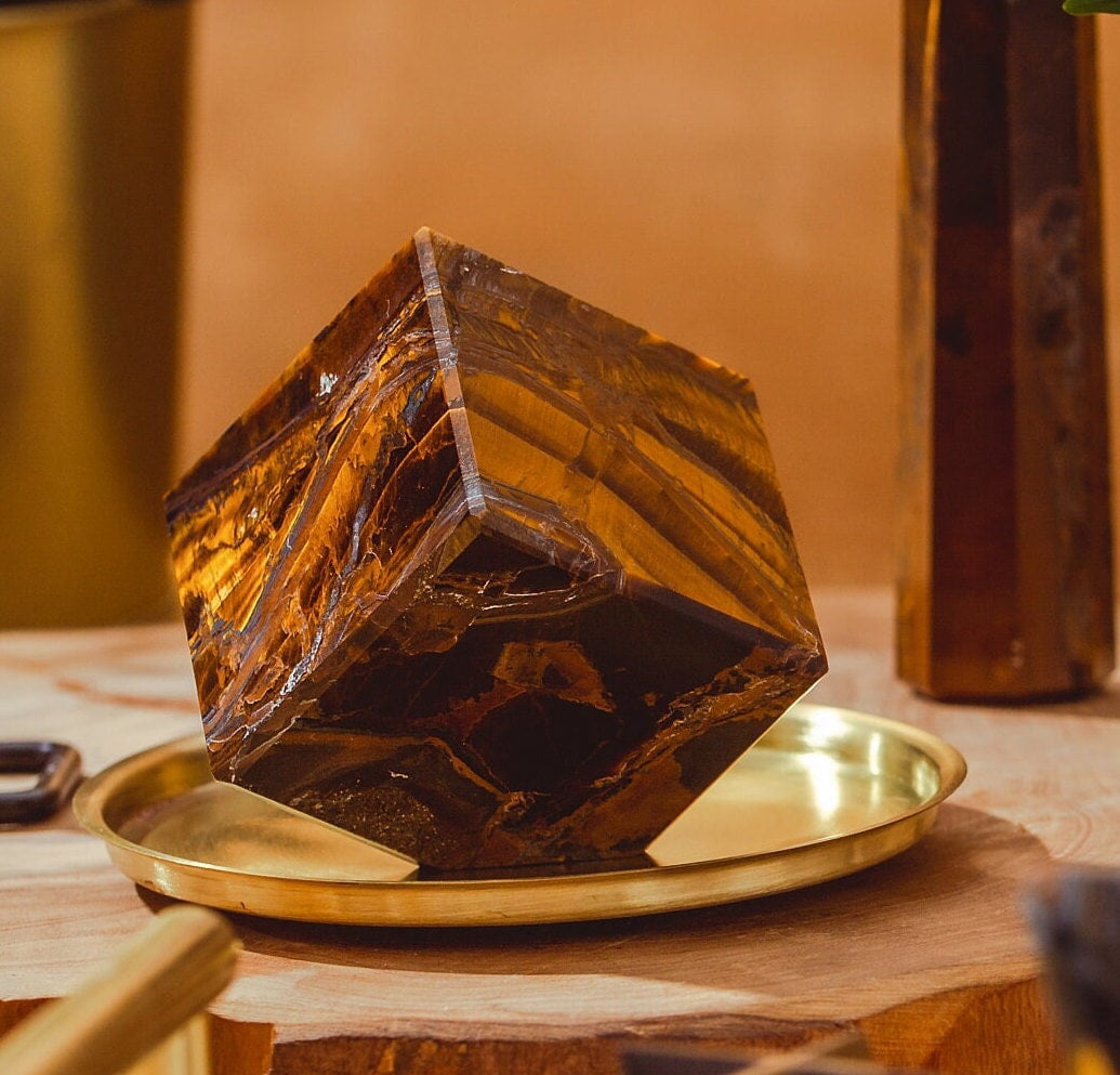 Tiger's Eye Cube: Reiki Healing Crystal for Home and Office Decor ...